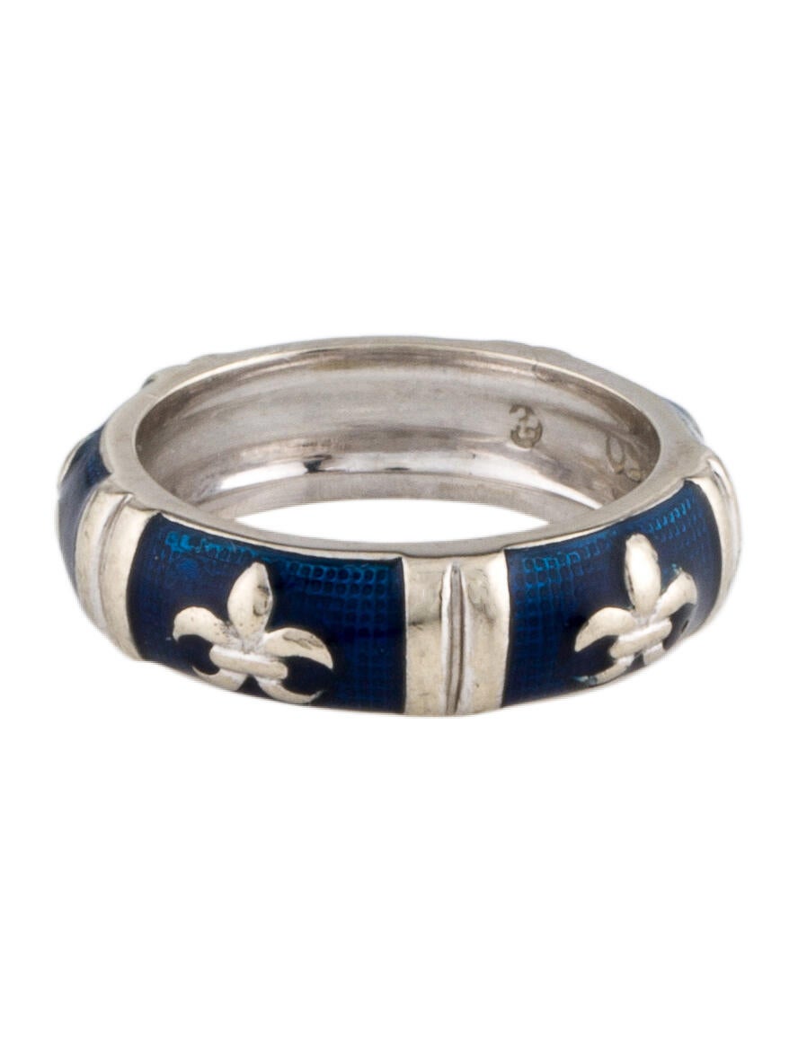 Hidalgo 18K Enamel Fleur De Lis Band - 18K White Gold Band, Rings ...