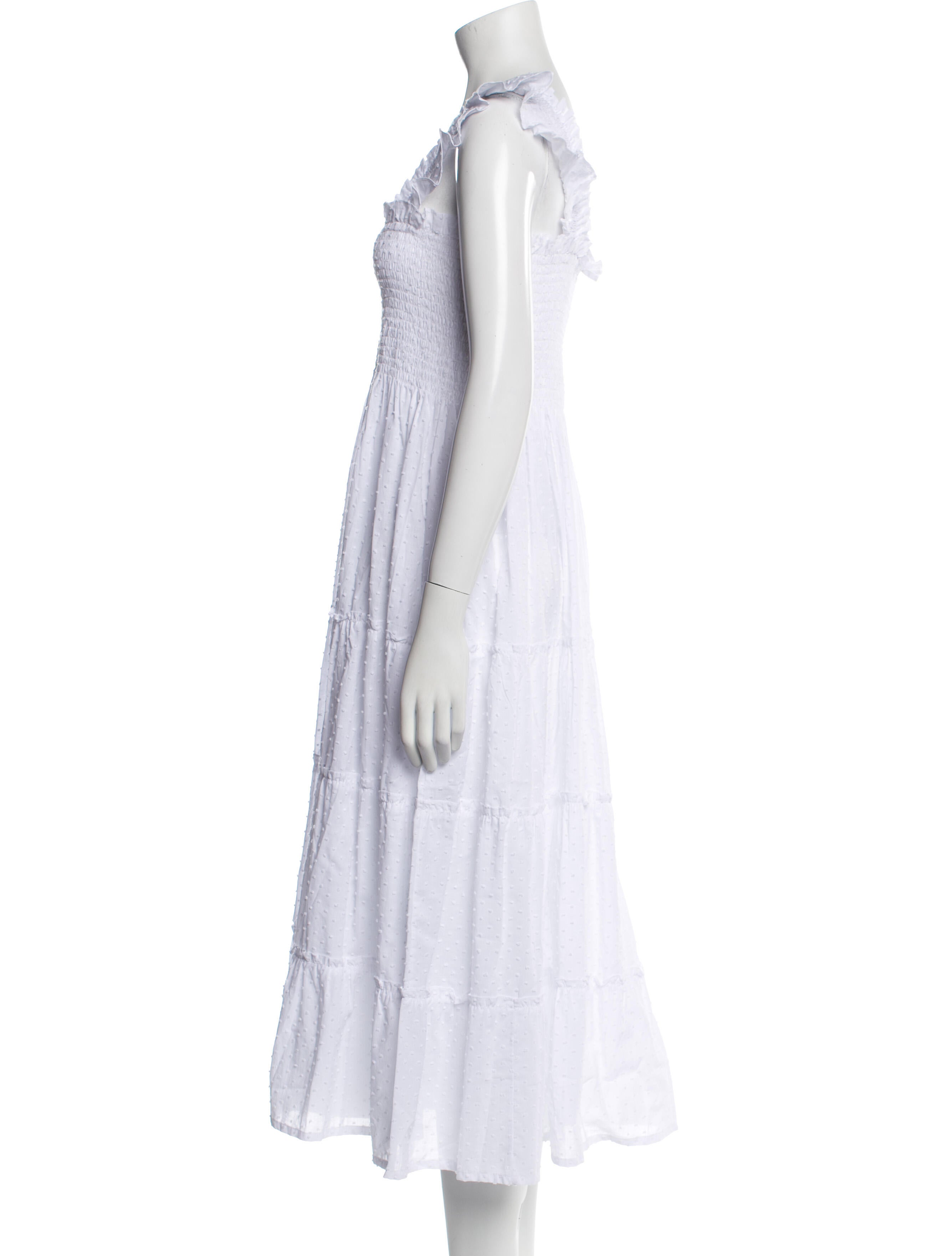 Reformation Square Neckline Midi Length Dress White Dresses Clothing Wrfmn114138 The Realreal