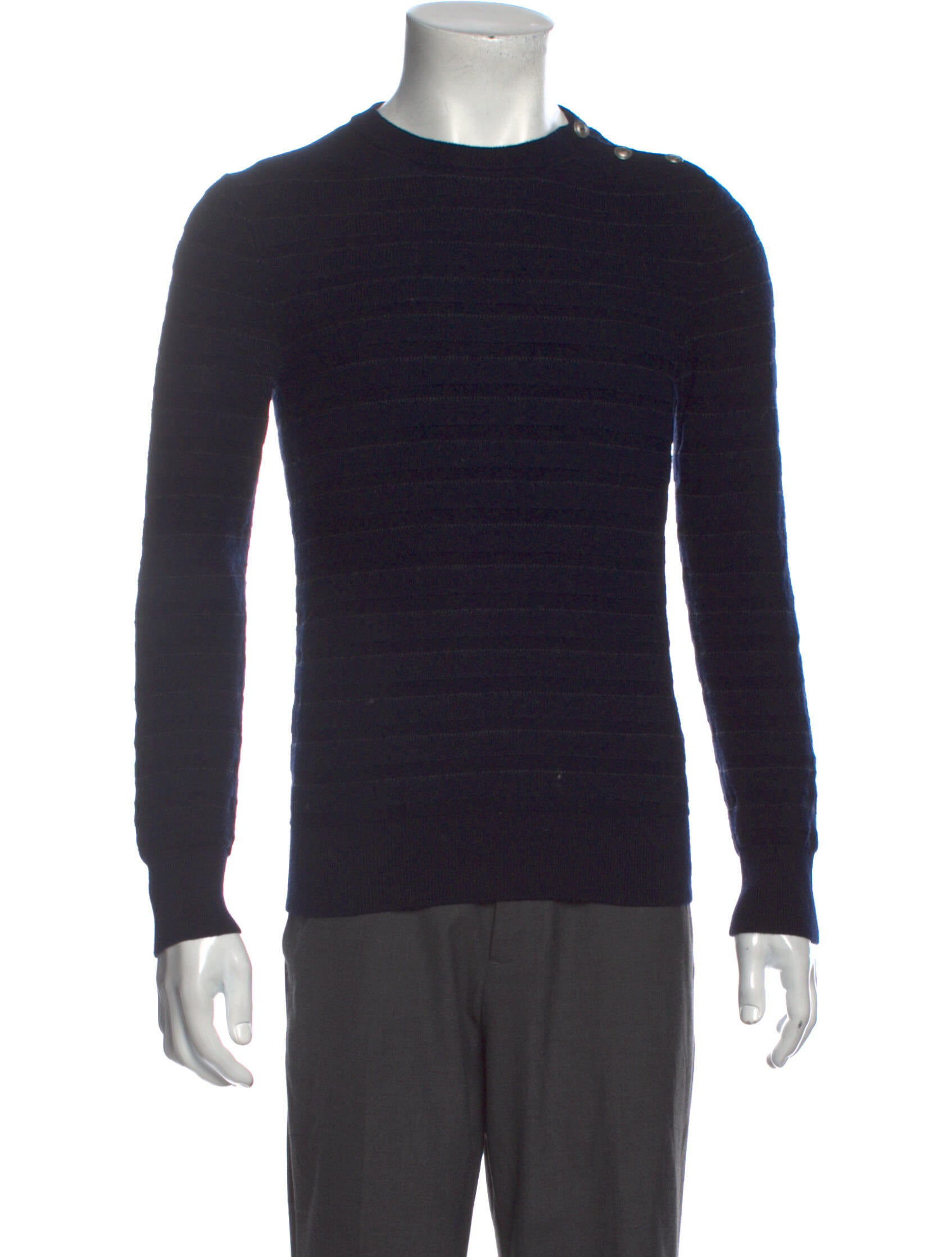 Dior Homme Crew Neck Long Sleeve Pullover - Blue Sweaters, Clothing ...