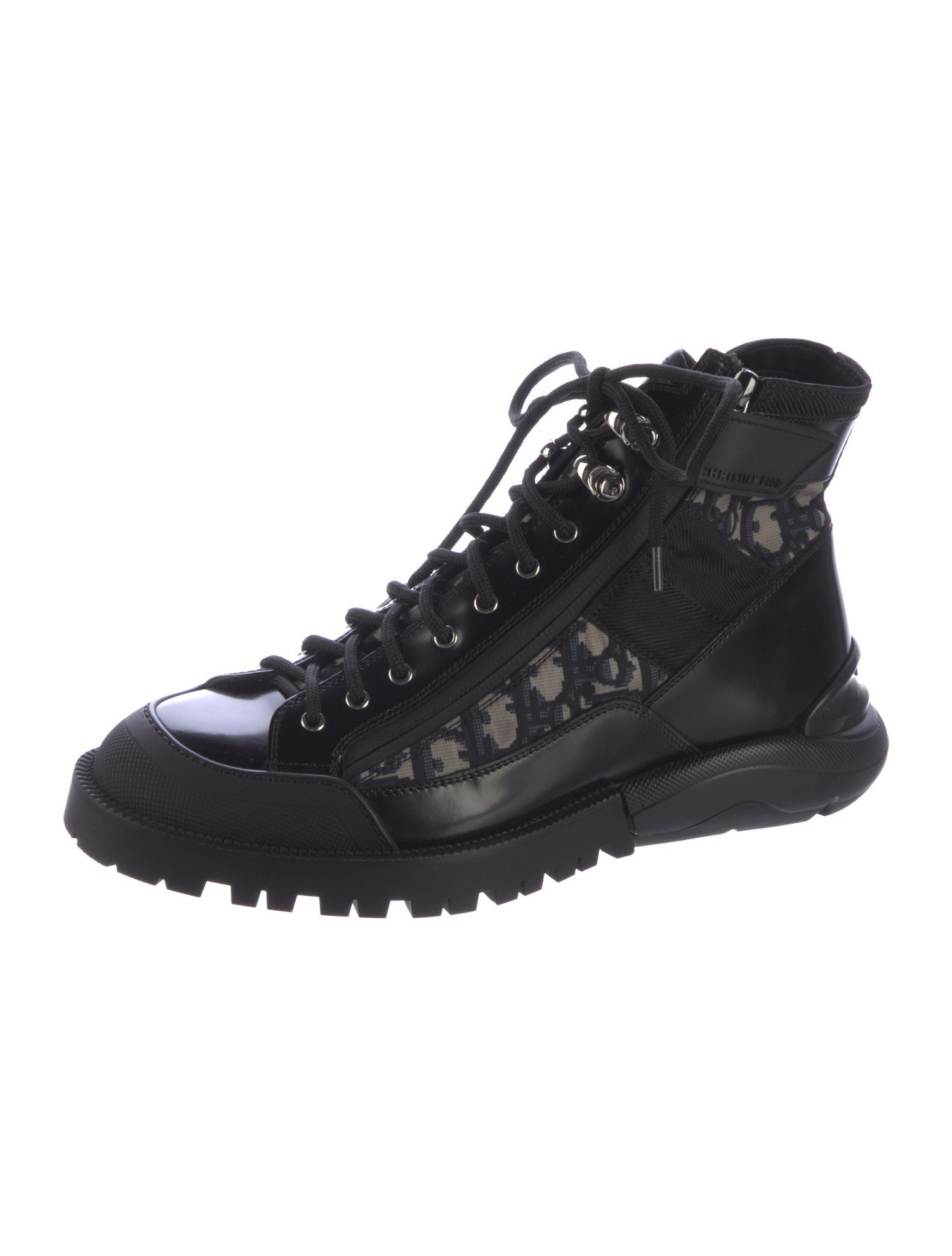 DIOR MEN Diorissimo Pattern Canvas Hiking Boots w/ Tags - Black Boots ...
