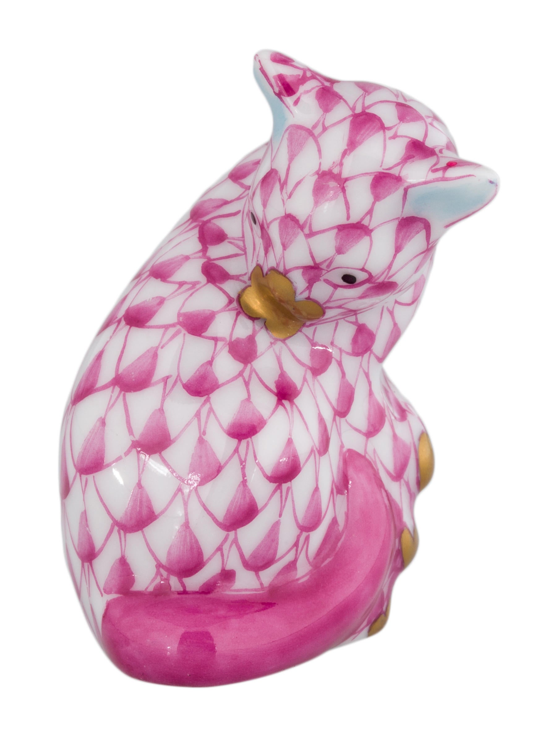 Herend Porcelain Cat Figurine - Pink Decorative Accents, Decor ...