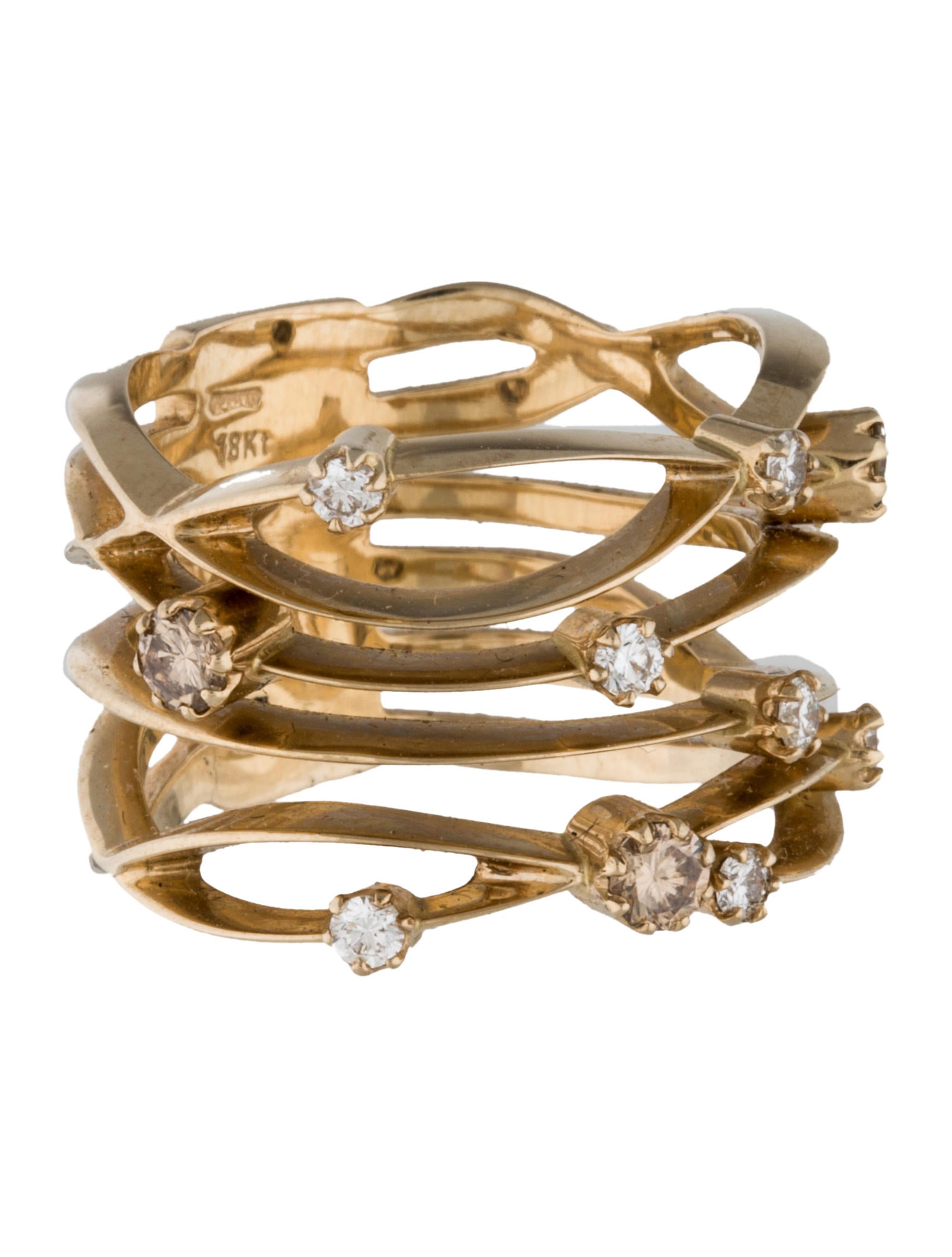 H.Stern Layered Diamond Ring - 18K Yellow Gold Band, Rings - HST20227 ...