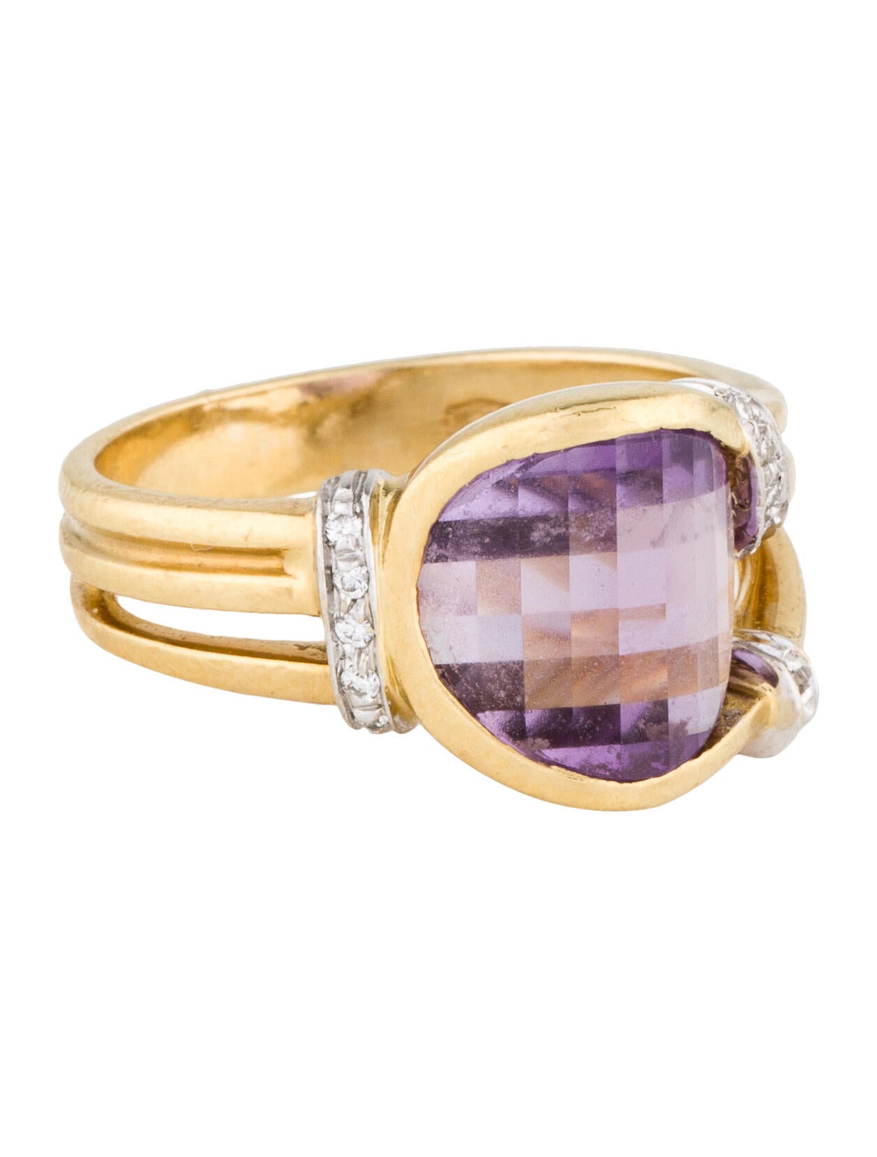 H.Stern 18K Amethyst and Diamond Cocktail Ring - 18K Yellow Gold ...