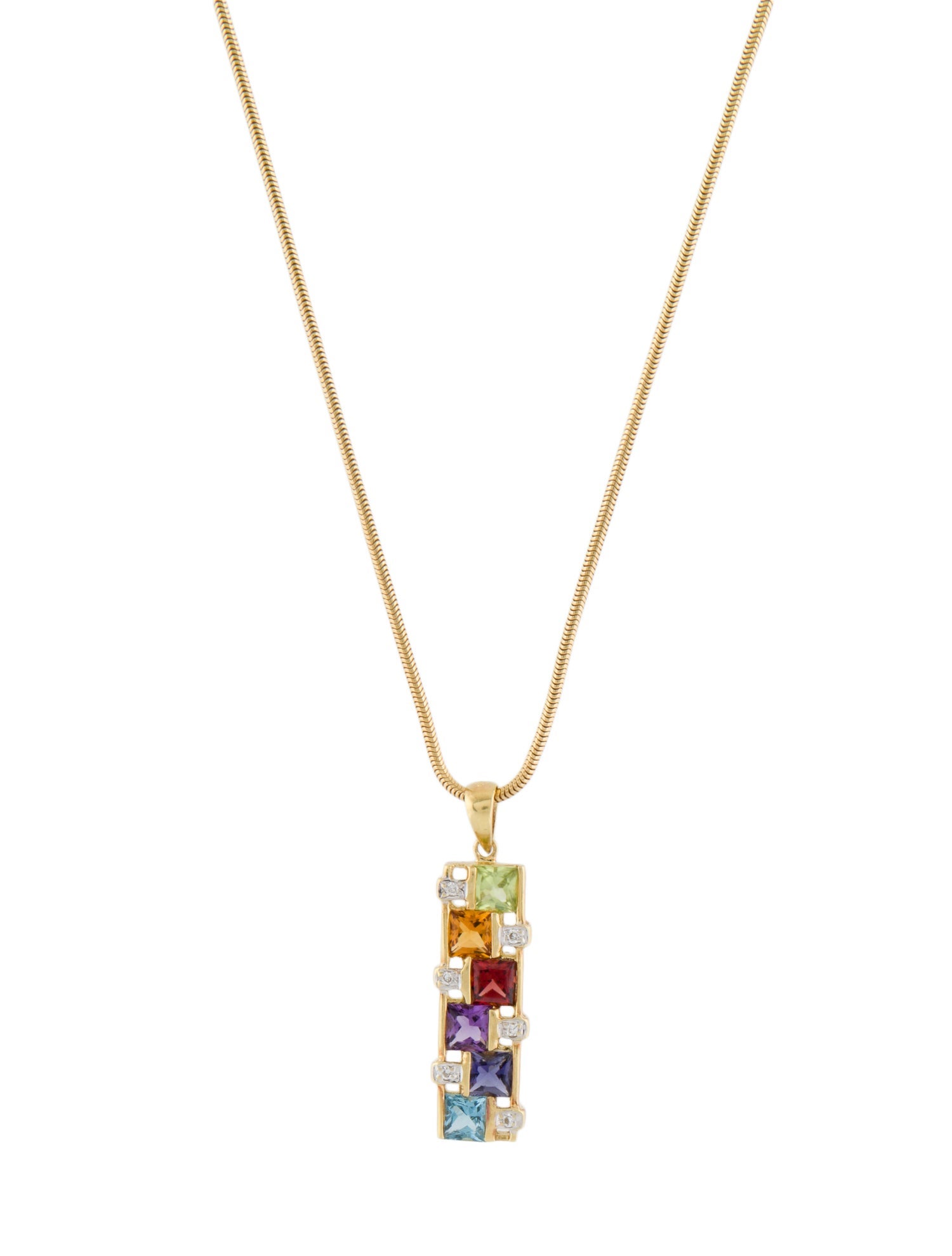 H.Stern 18K Multistone & Diamond Bar Pendant Necklace - 18K Yellow Gold ...