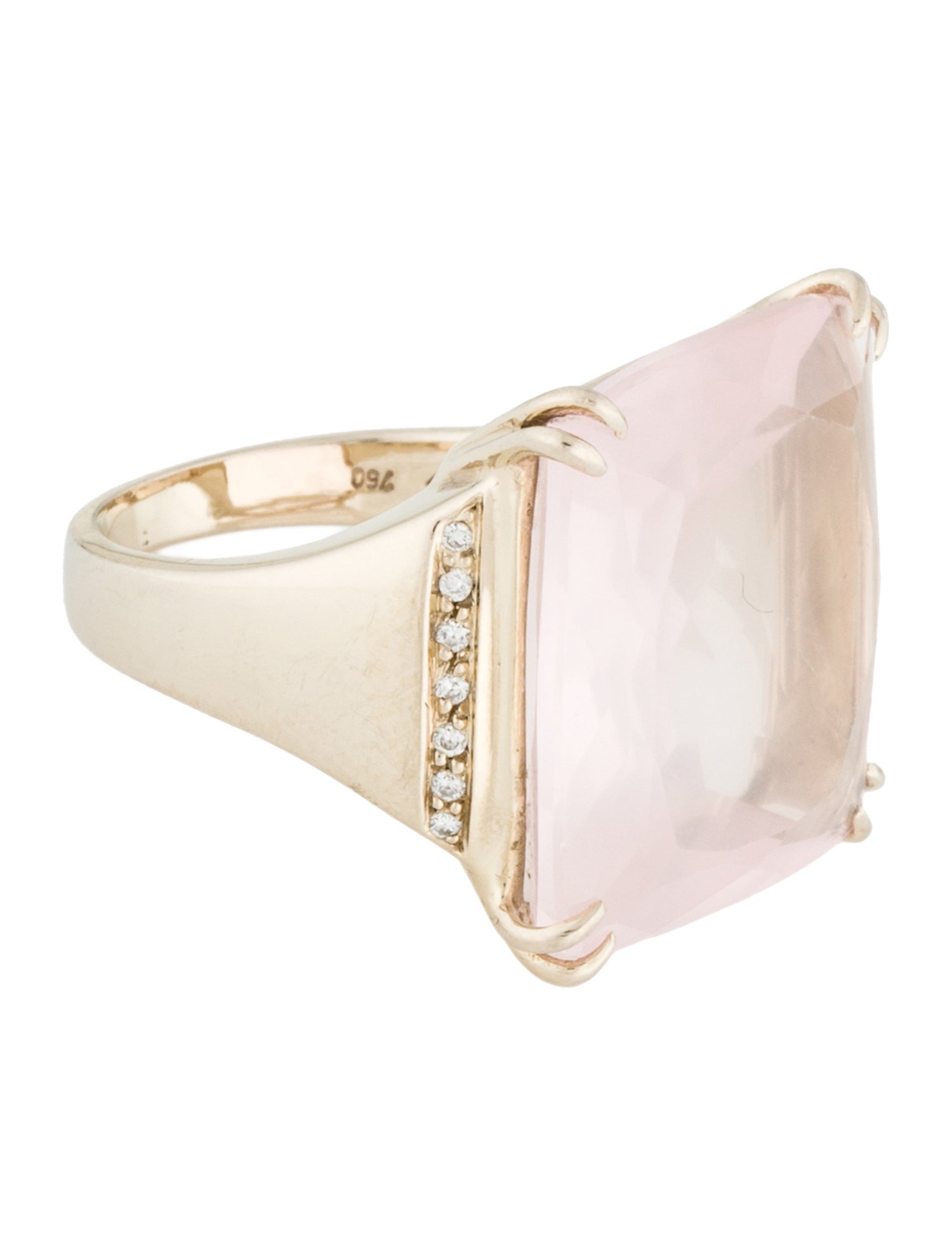 H.Stern 18K Rose Quartz & Diamond Cobblestone Cocktail Ring - 18K ...