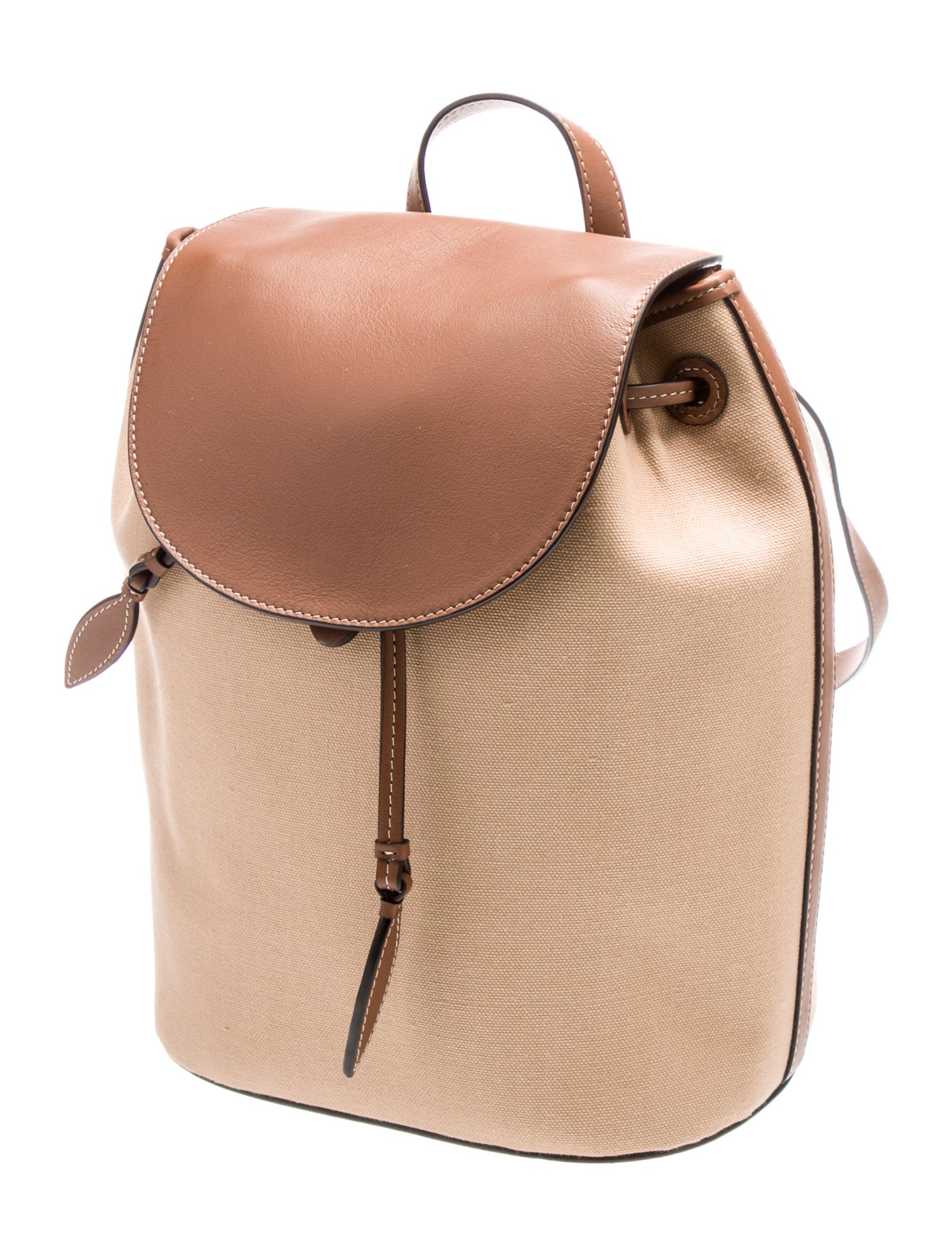 Wathne Canvas Leather-Trimmed Backpack - Neutrals Backpacks, Handbags ...