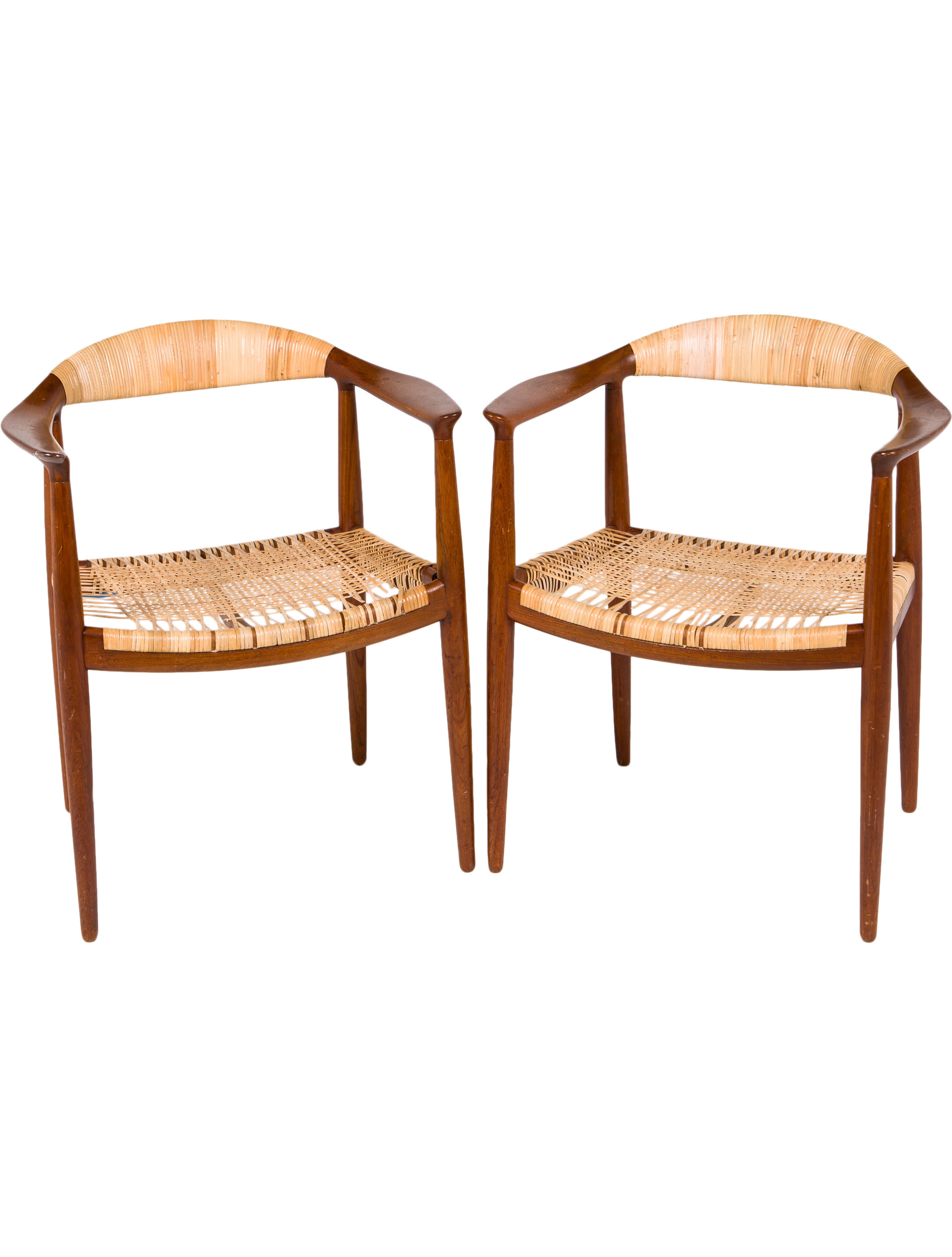 Hans Wegner x Johannes Hansen Pair of Wicker Chairs - Brown Seating ...