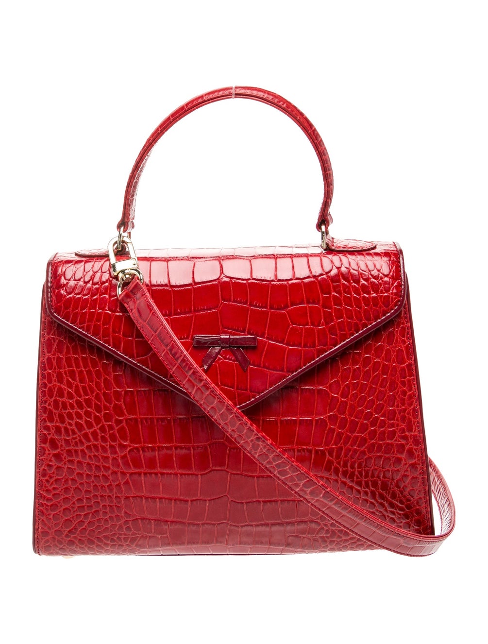 Hayden Lasher Embossed Leather Shoulder Bag - Red Handle Bags, Handbags ...