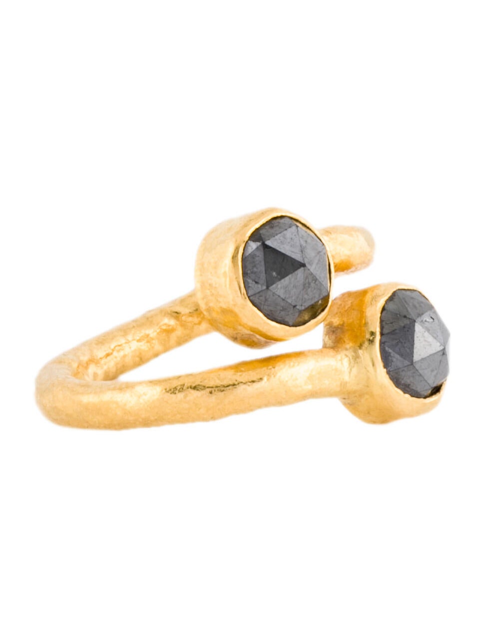 Ara Collection 24K Black Diamond Bypass Ring - 24K Yellow Gold Band ...