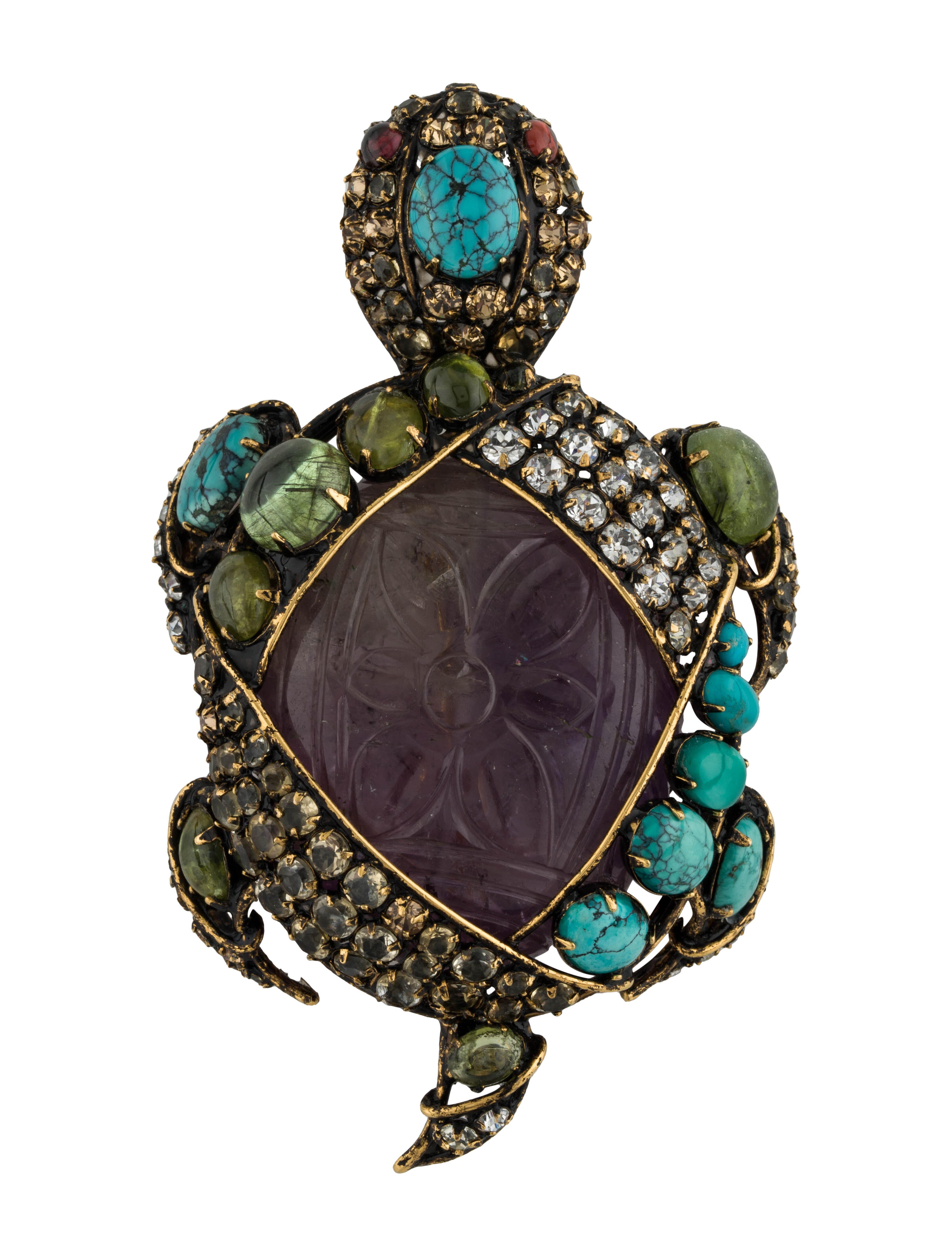 Judith Ripka Diamond & Coin Brooch - Gold, 18K Yellow Gold Pin ...