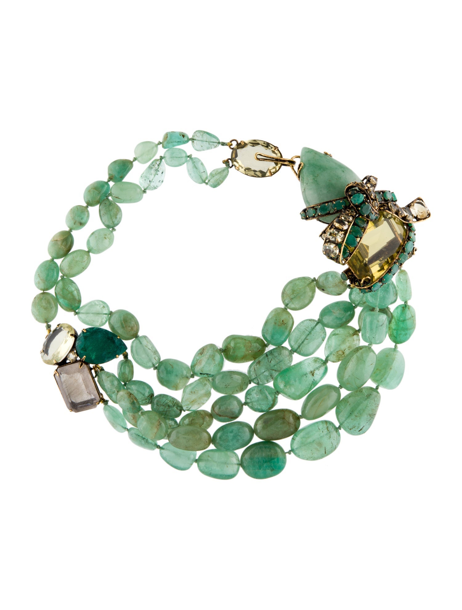 Iradj Moini Bead Multi-Strand Choker Necklace - Gold-Tone Metal Bead ...