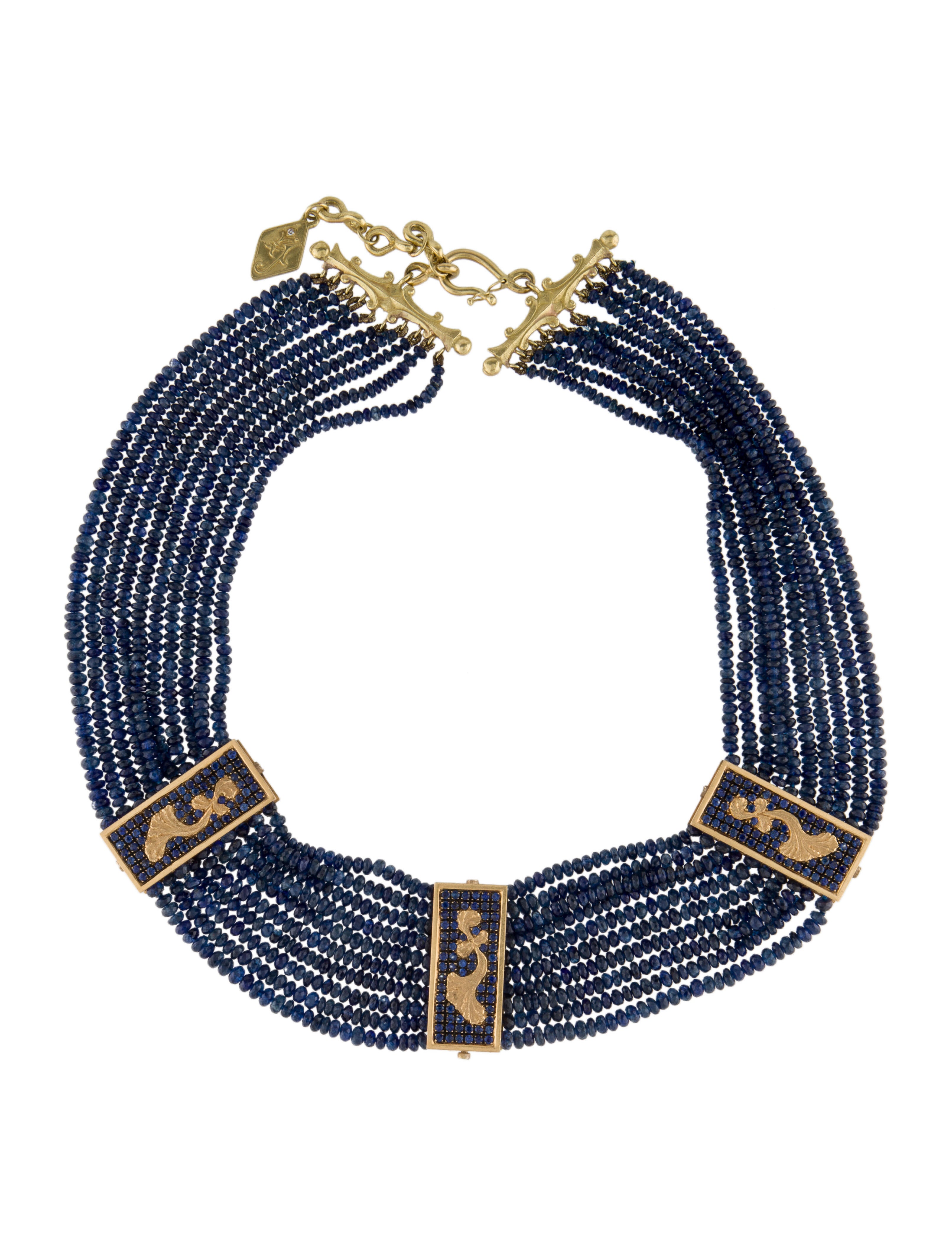 Ilene Joy 18K Sapphire Multi-Strand Necklace - 18K Yellow Gold Bead ...