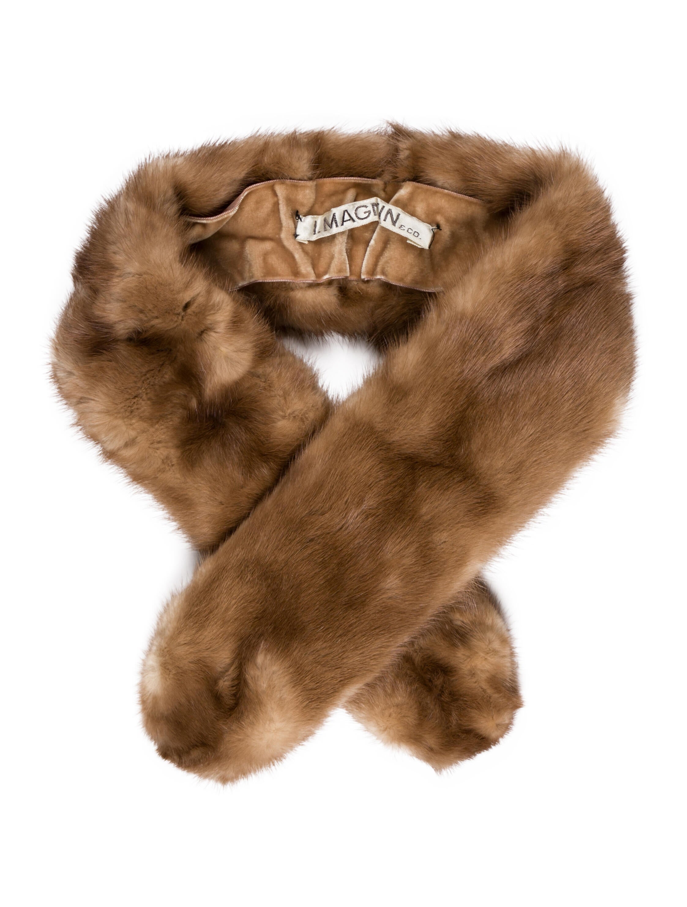 I.MAGNIN Mink Scarf - Brown Scarves and Shawls, Accessories ...