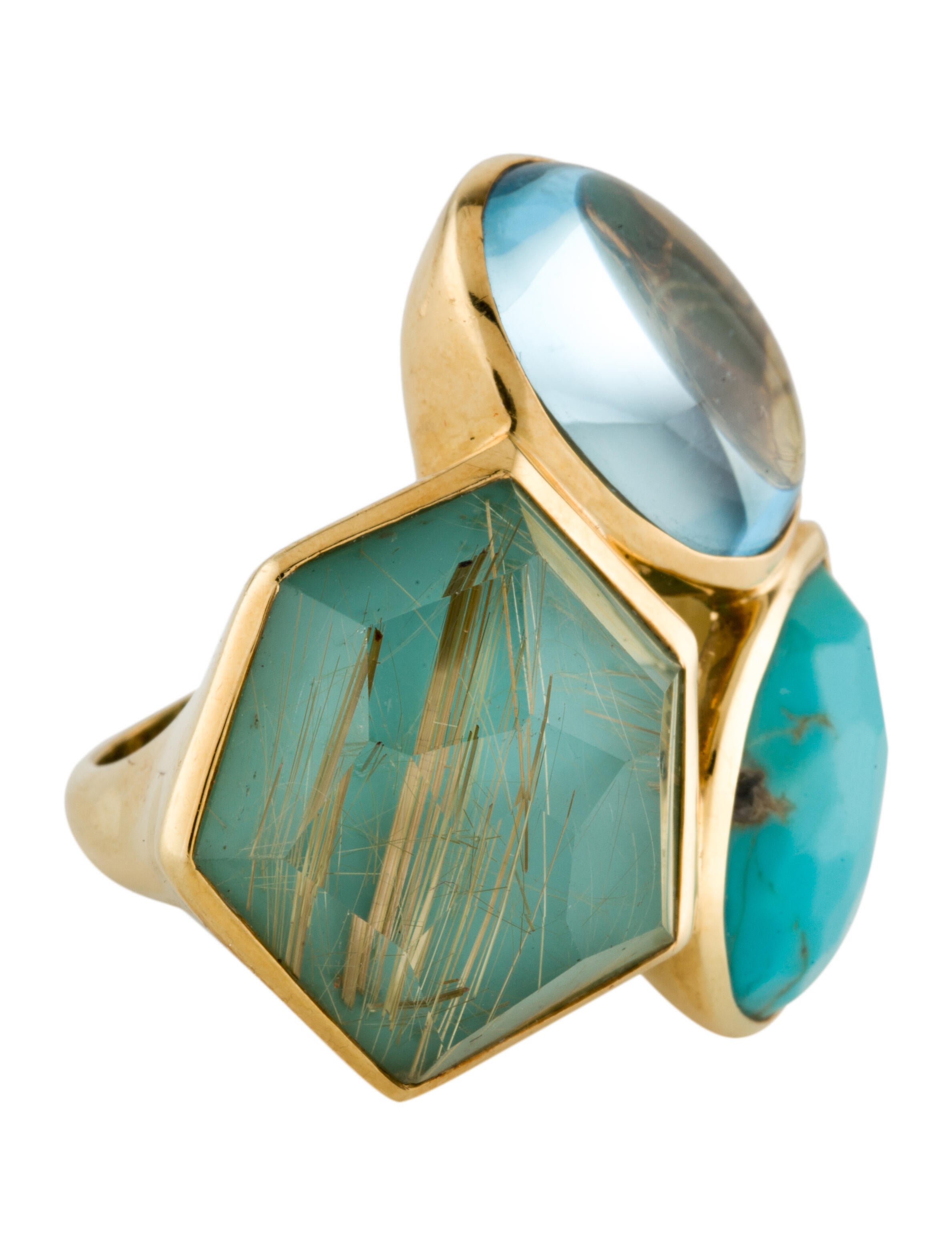 Ippolita 18K Rutilated Quartz, Topaz & Turquoise Gelato Three Stone ...