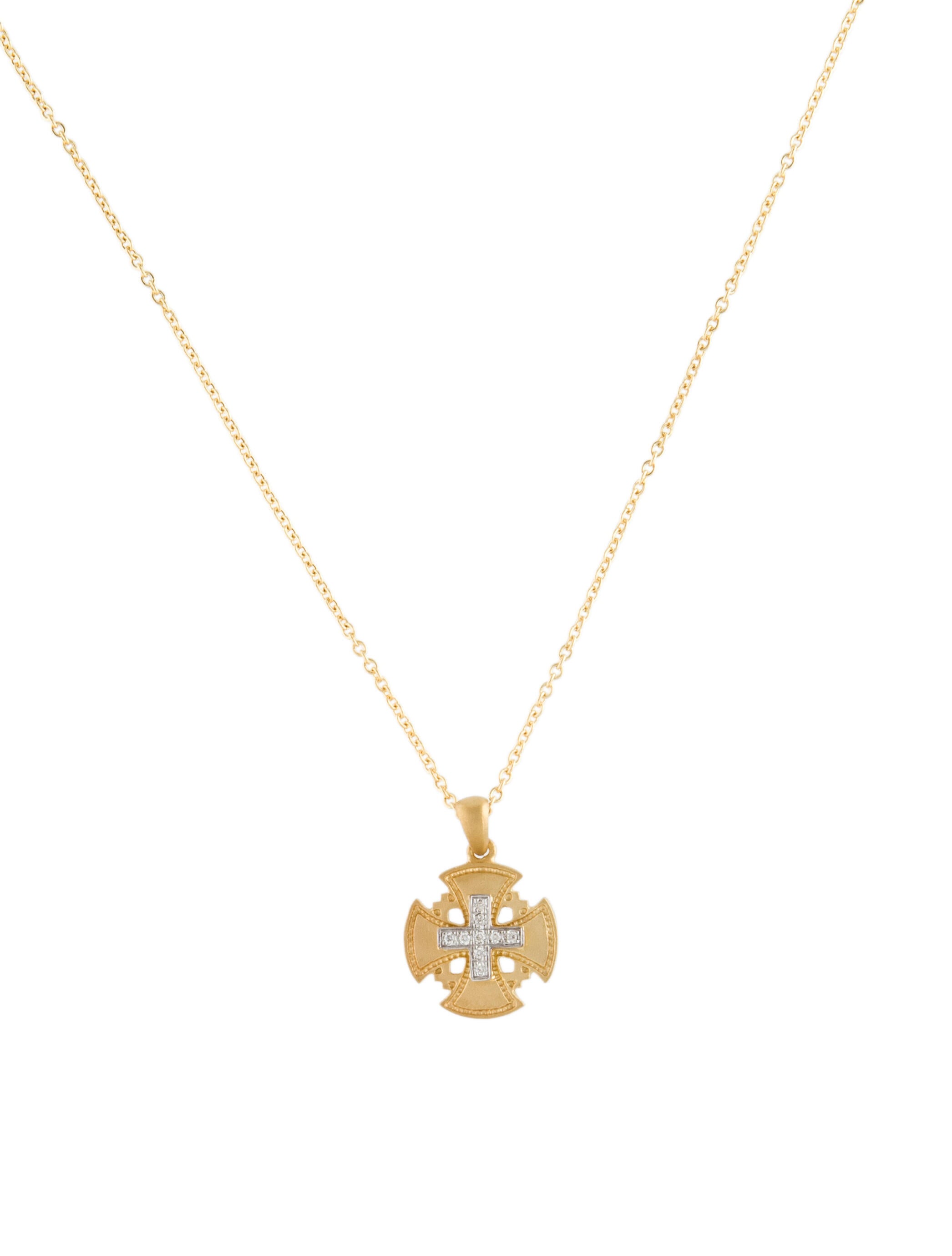 I. Reiss 14K Diamond Jerusalem Cross Pendant Necklace - 14K Yellow Gold ...