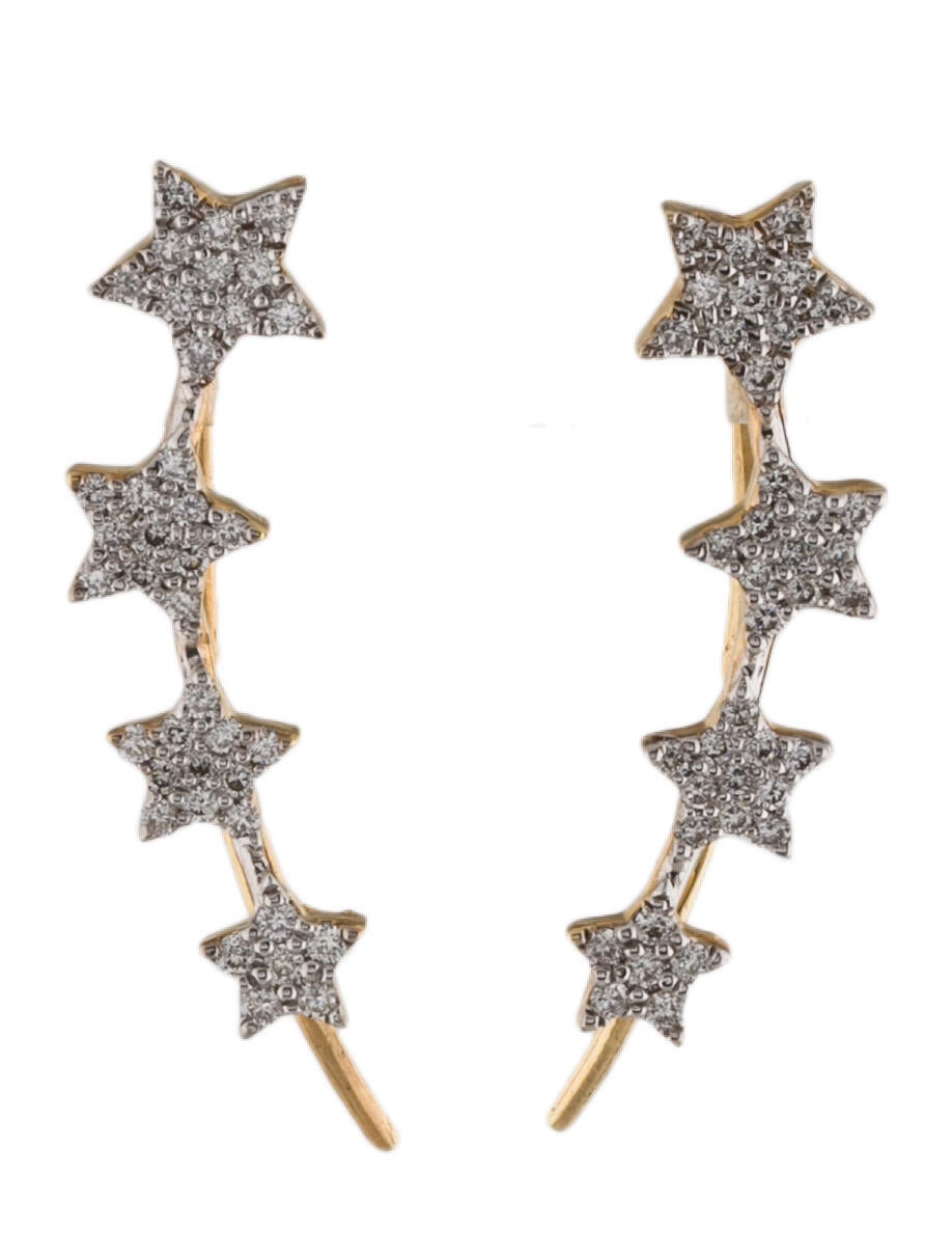 Earrings 18K Diamond Star Ear Climber - ---, Rhodium-Plated 18K White ...