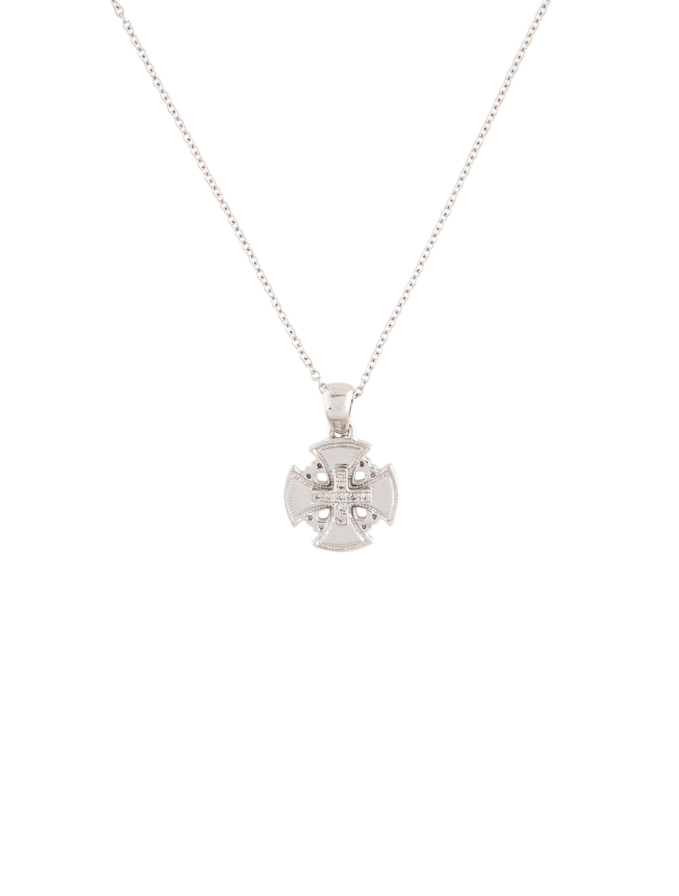 I. Reiss 14K Diamond Jerusalem Cross Pendant Necklace - Rhodium-Plated ...