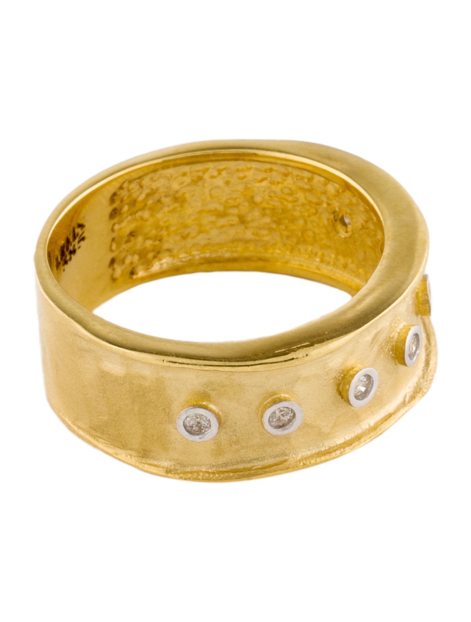 Ring Oscar Friedman 14K Diamond Enamel Band - Blue, 14K Yellow Gold ...