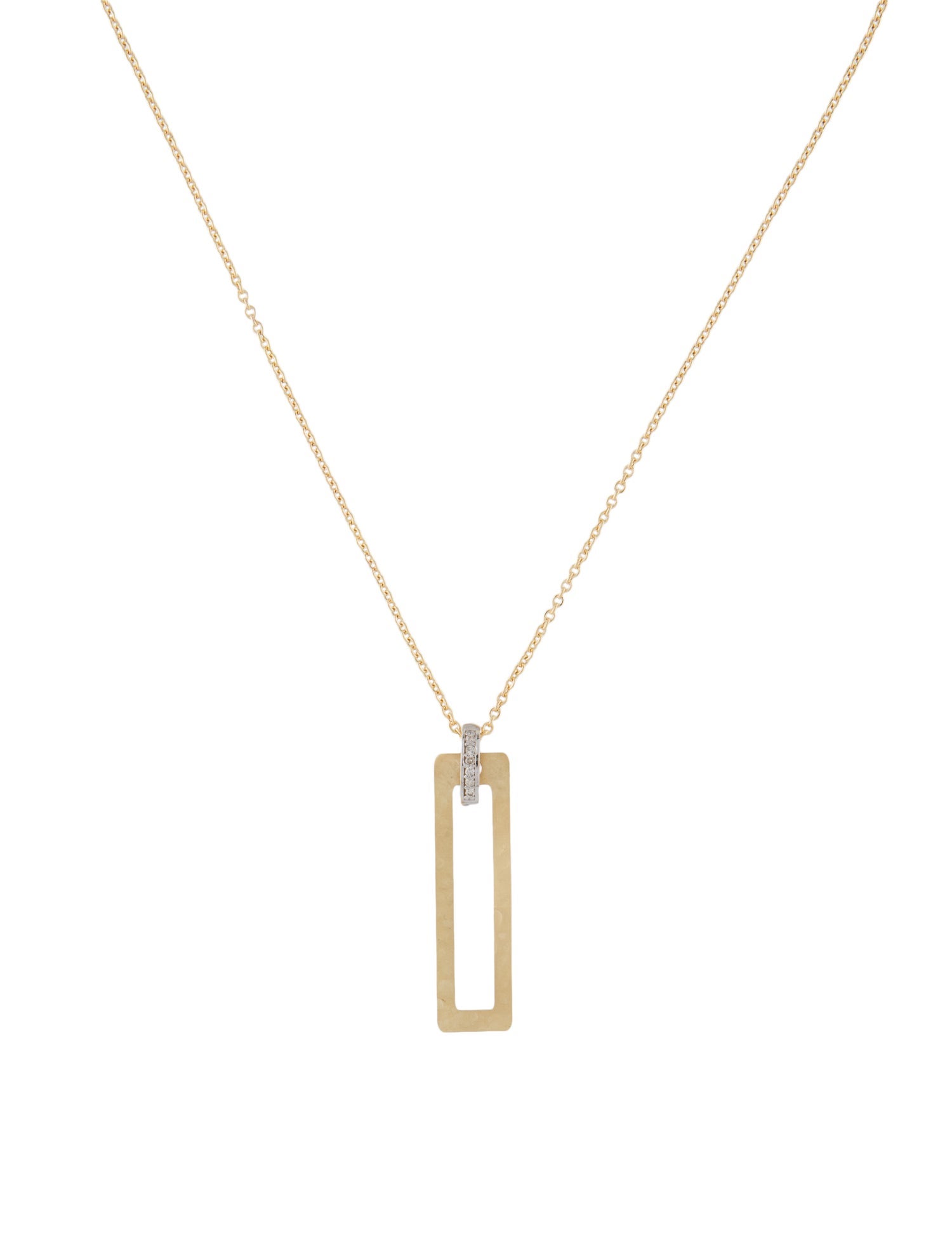 I. Reiss 14K Diamond Rectangular Pendant Necklace - 14K Yellow Gold ...