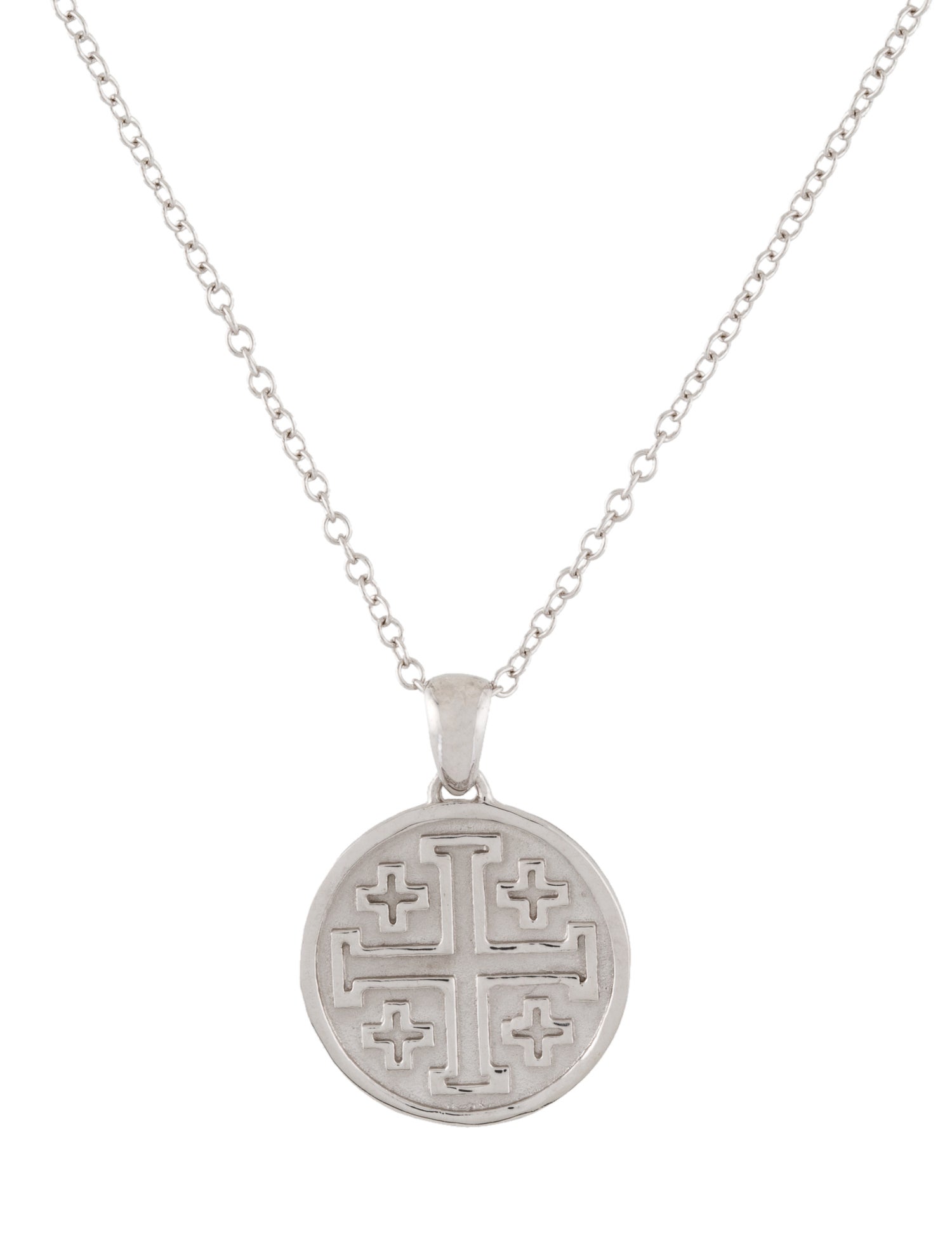 I. Reiss 14K Jerusalem Cross Circle Pendant - Rhodium-Plated 14K White ...
