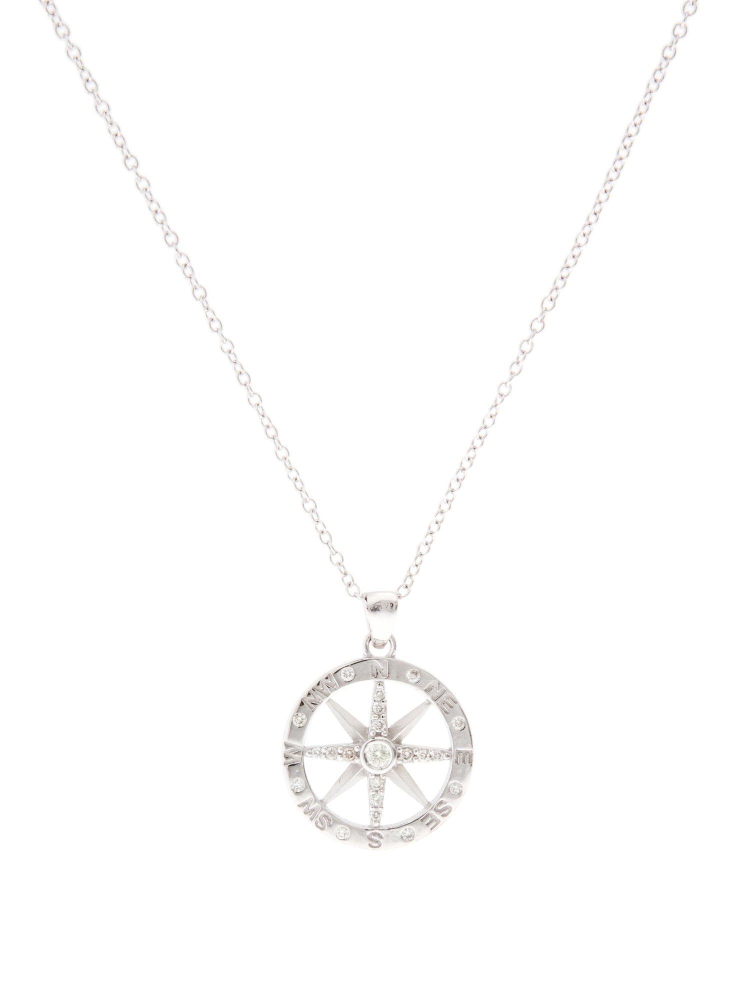 I. Reiss 14K Diamond Compass Pendant Necklace - Rhodium-Plated 14K ...