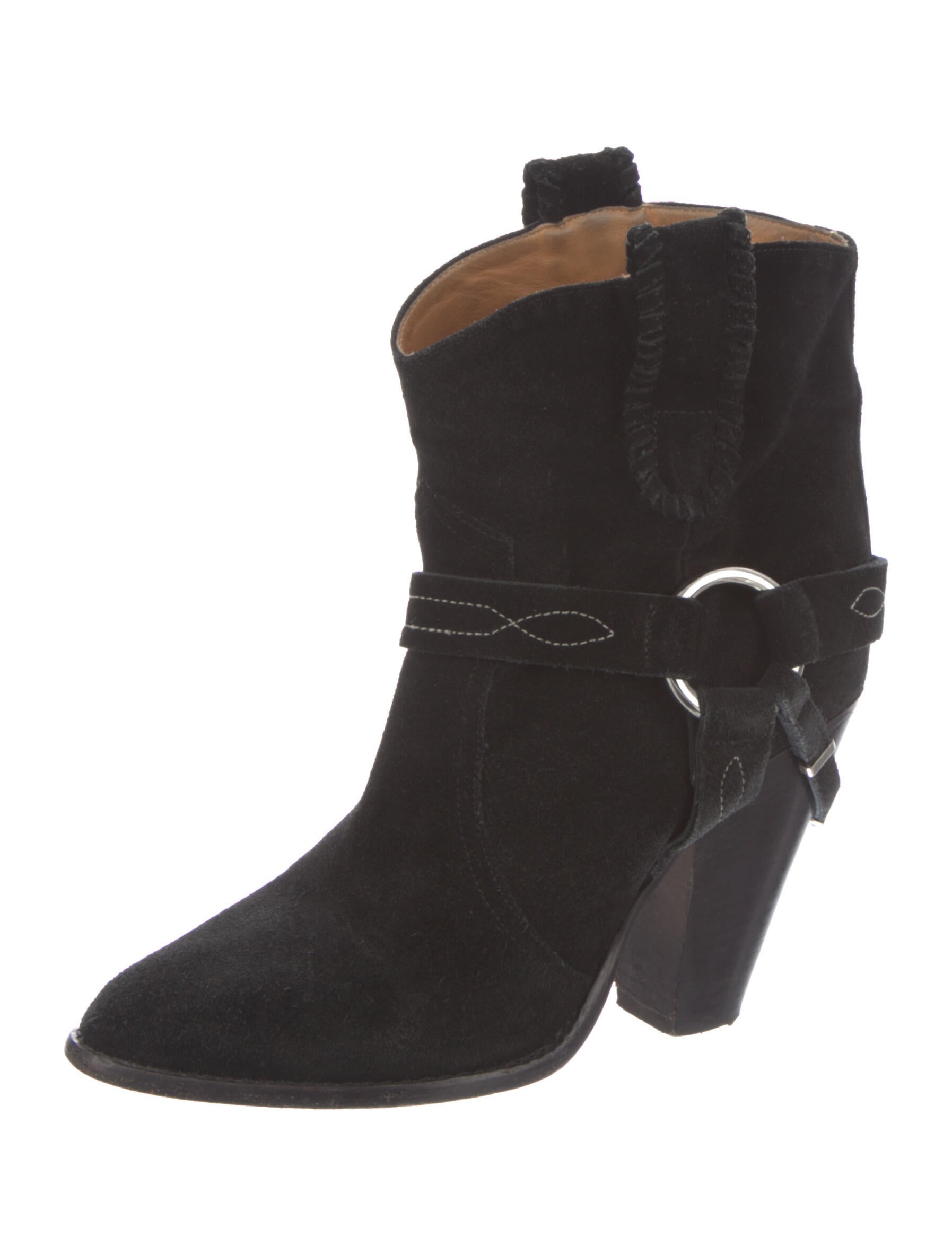 Isabel Marant Suede Round-Toe Ankle Boots - Black Boots, Shoes ...