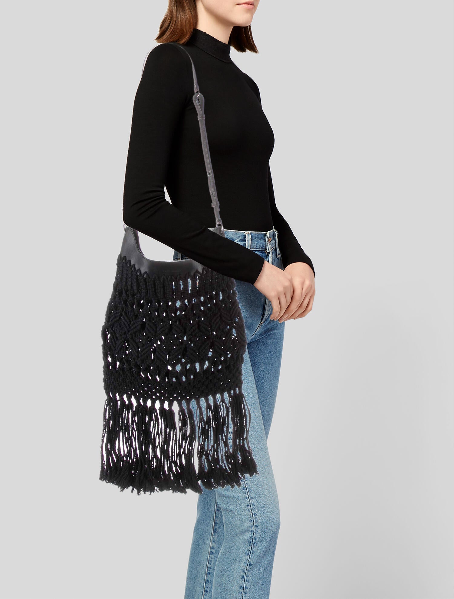 Isabel Marant Macrame Fringe Crossbody Bag - Black Crossbody Bags ...