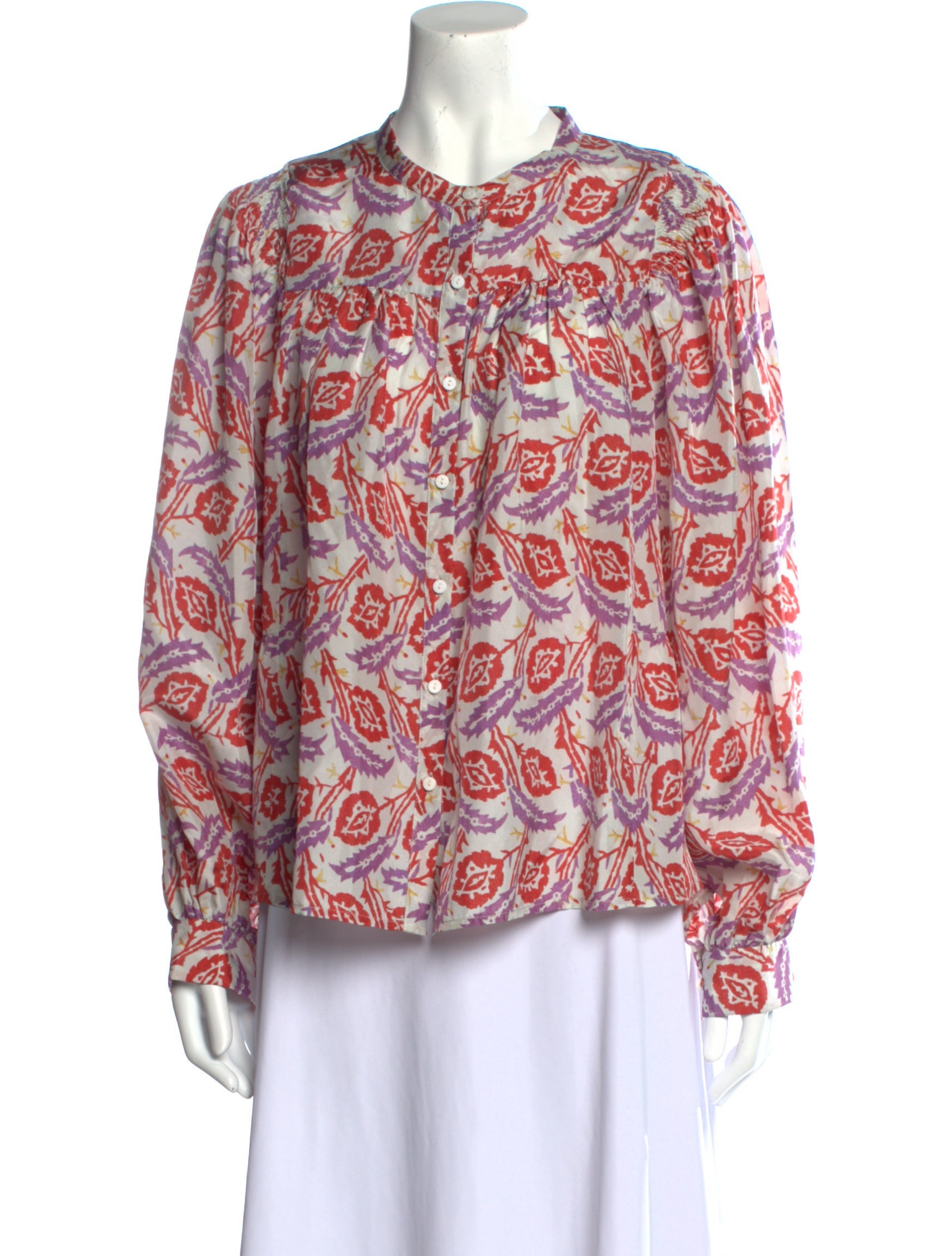 Isabel Marant Silk Printed Blouse - Red Tops, Clothing - ISA174951 ...
