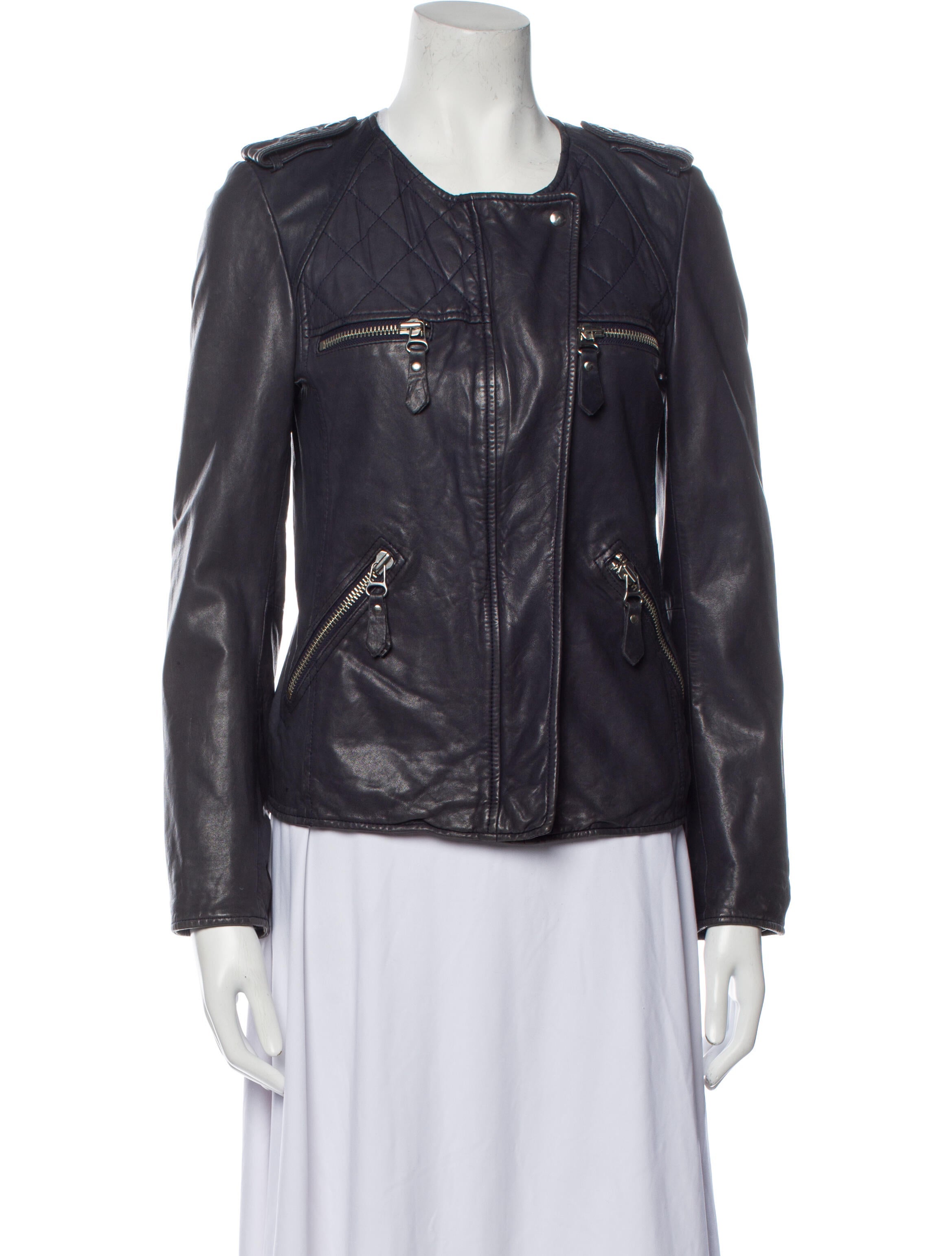 Isabel Marant Lambskin Biker Jacket - Blue Jackets, Clothing ...