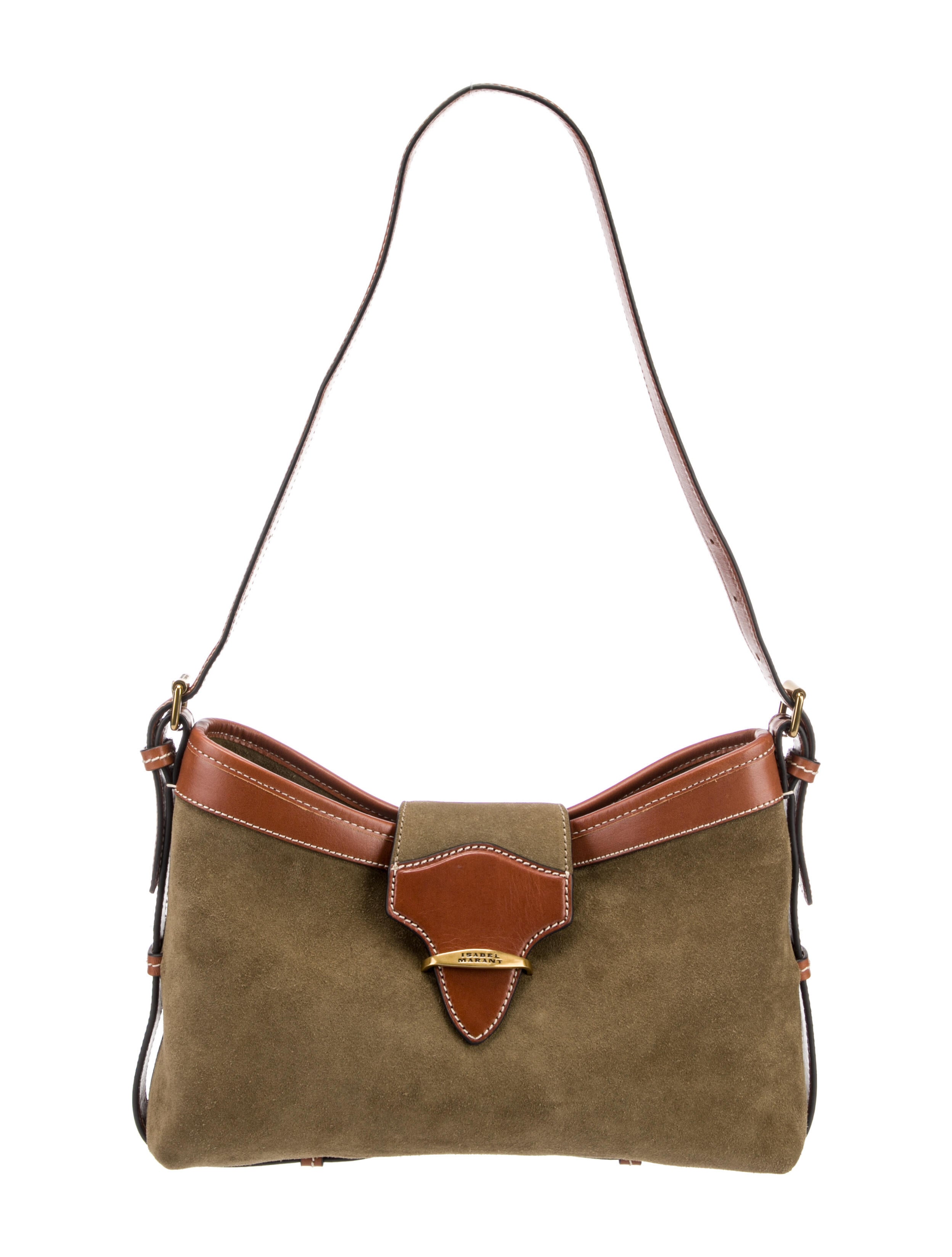 Isabel Marant Leather Trim Suede Shoulder Bag - Green Shoulder Bags ...