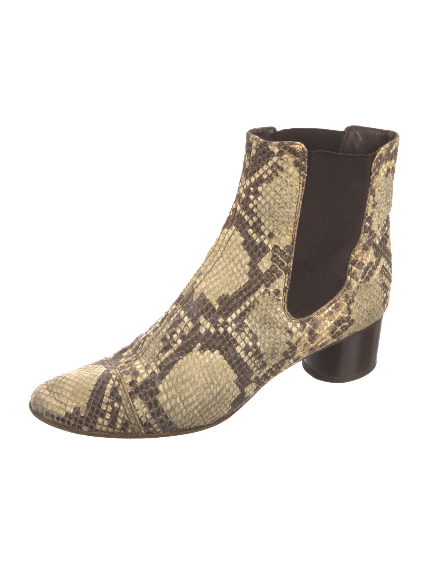 Isabel Marant Leather Animal Print Chelsea Boots - Neutrals Boots ...