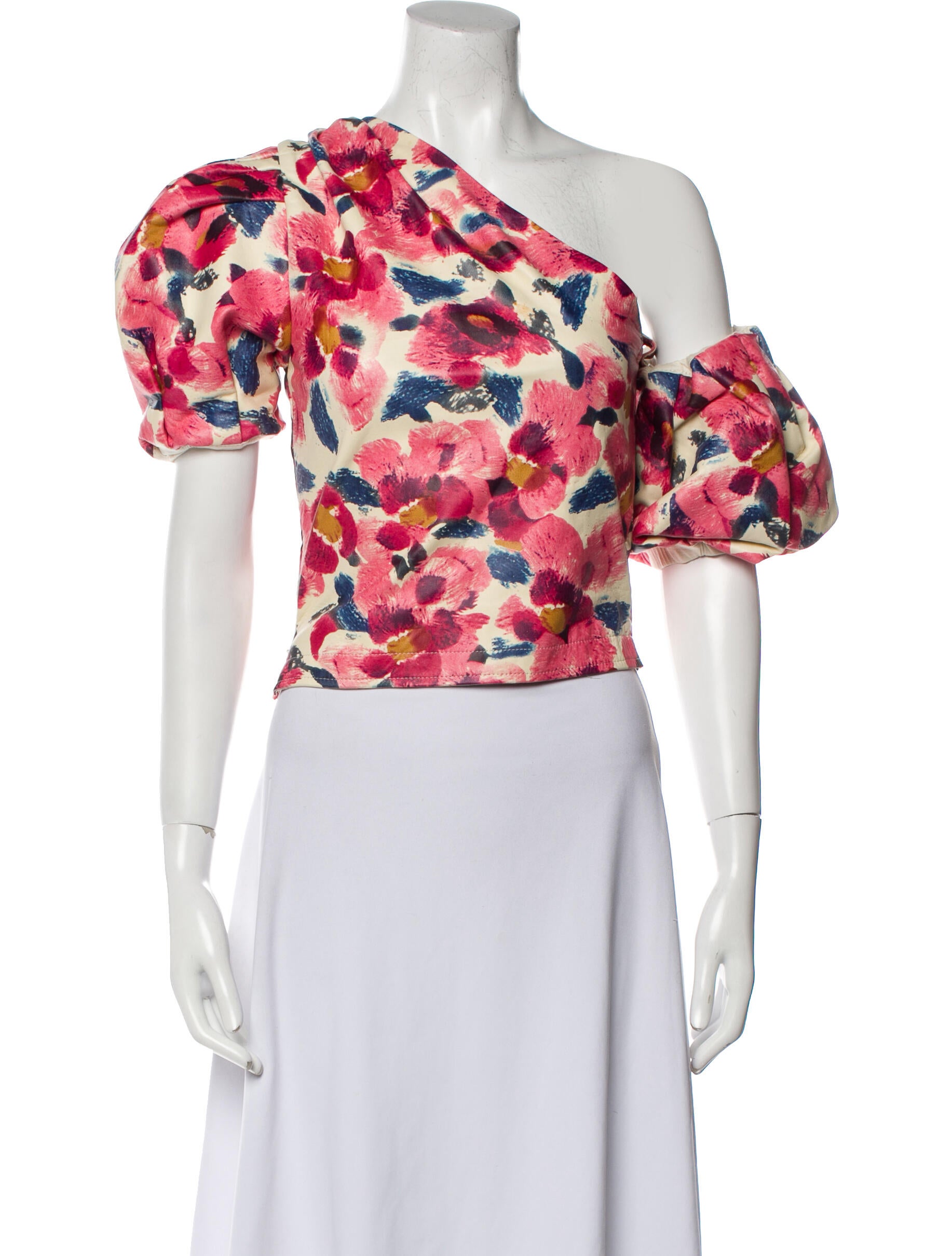 Isabel Marant Lamb Leather Floral Print Crop Top w/ Tags - Pink Tops ...