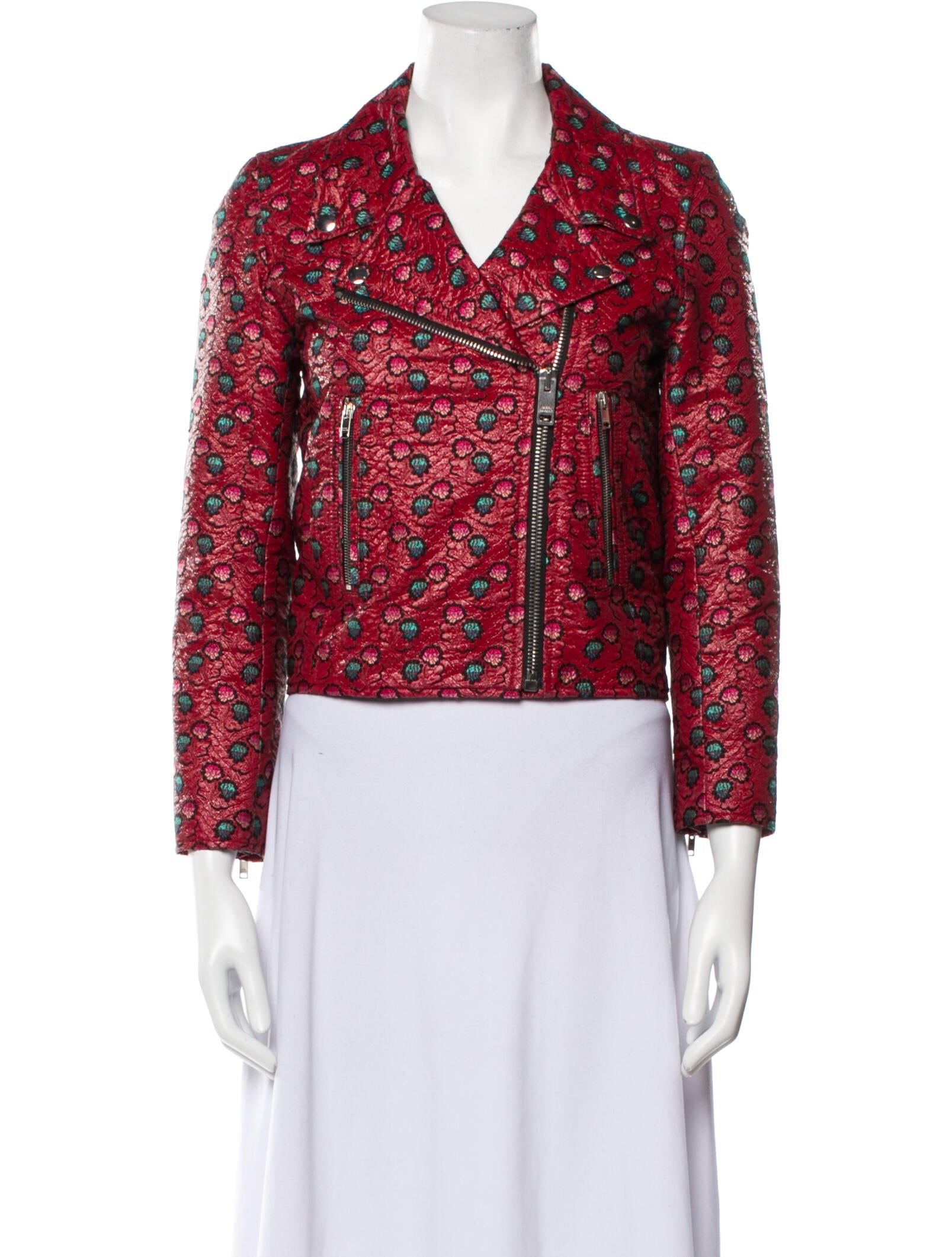 Isabel Marant Floral Print Biker Jacket - Metallic Jackets, Clothing ...