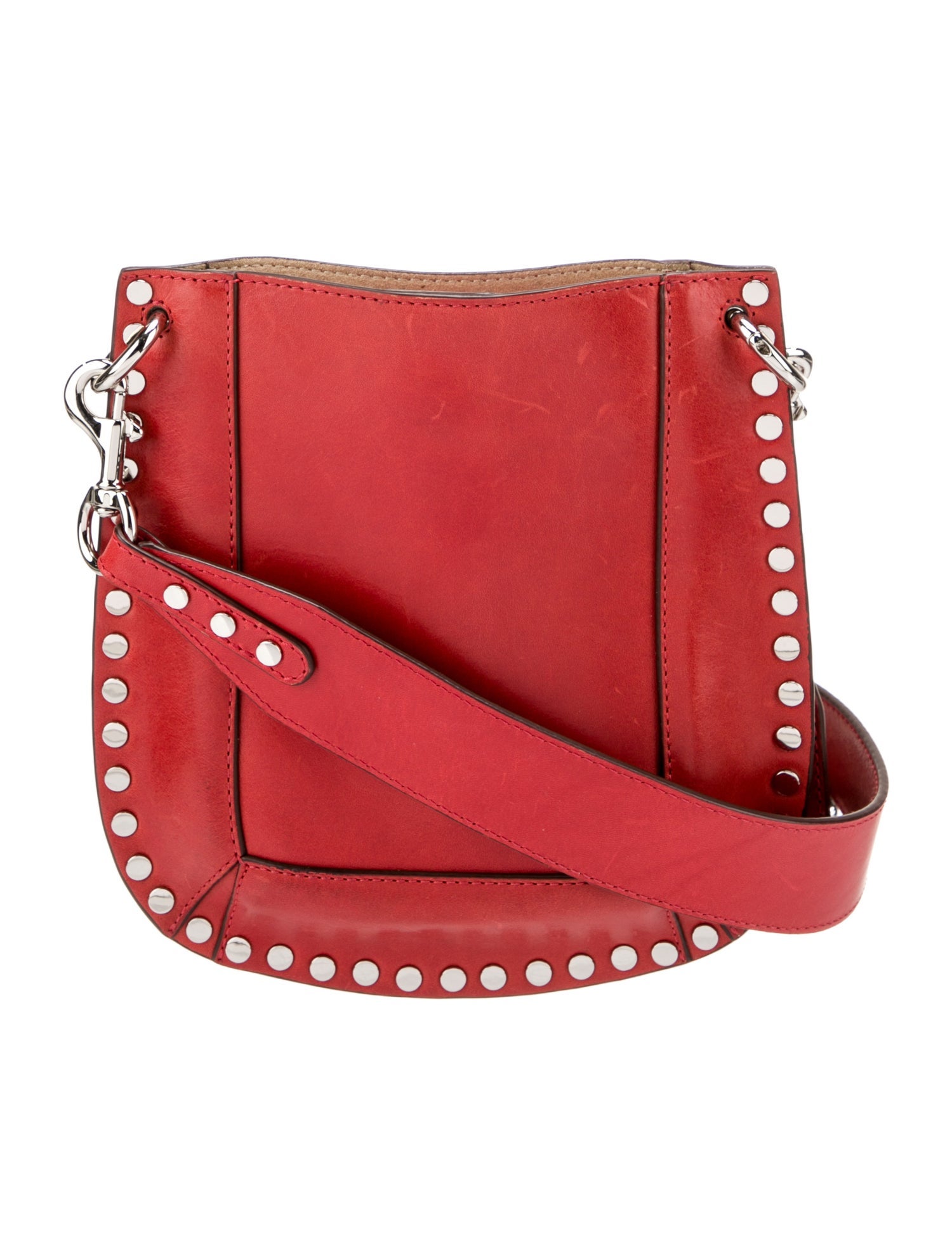 Isabel Marant Stud Embellished Leather Crossbody Bag - Red Crossbody ...