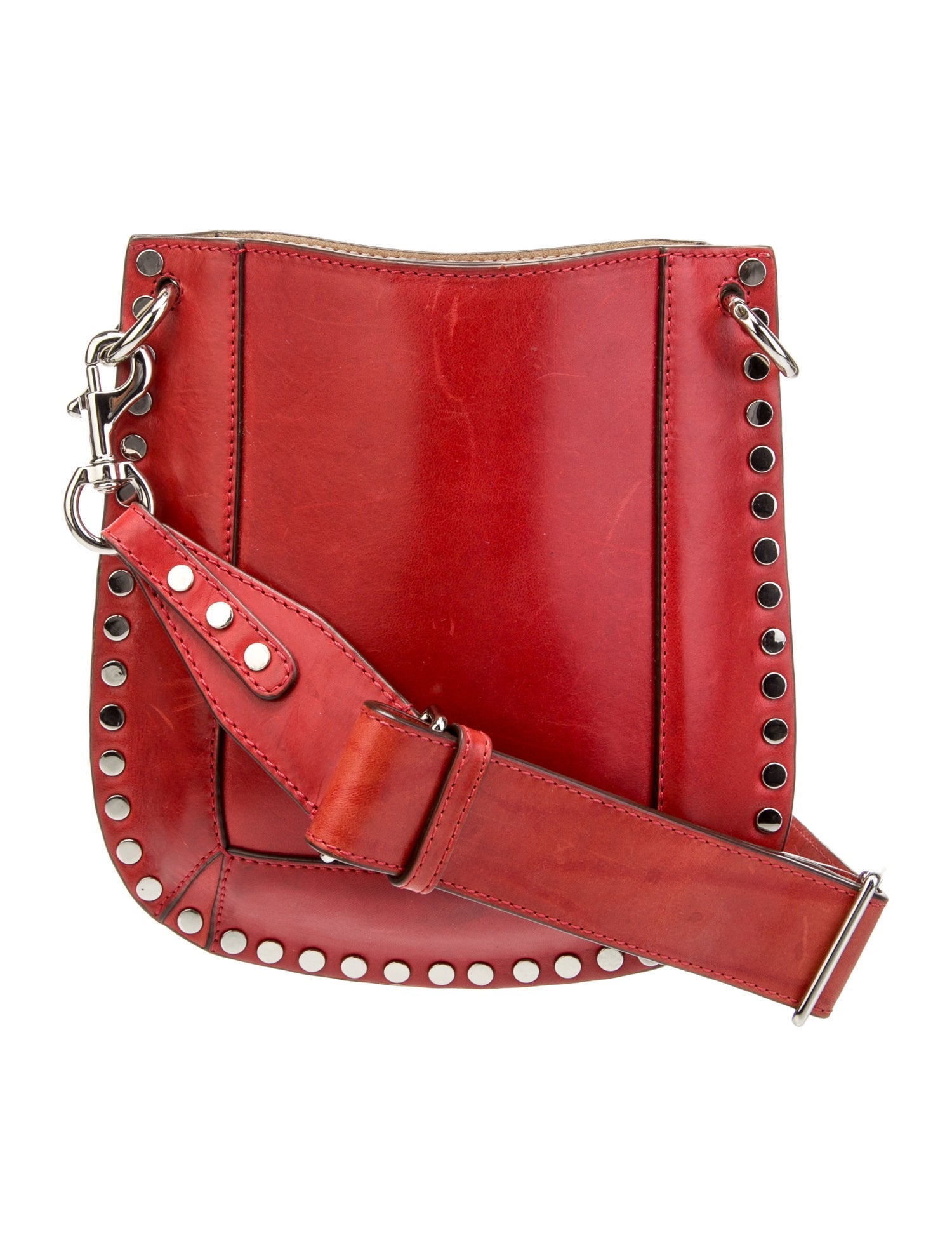 Isabel Marant Studded Leather Crossbody Bag - Red Crossbody Bags ...
