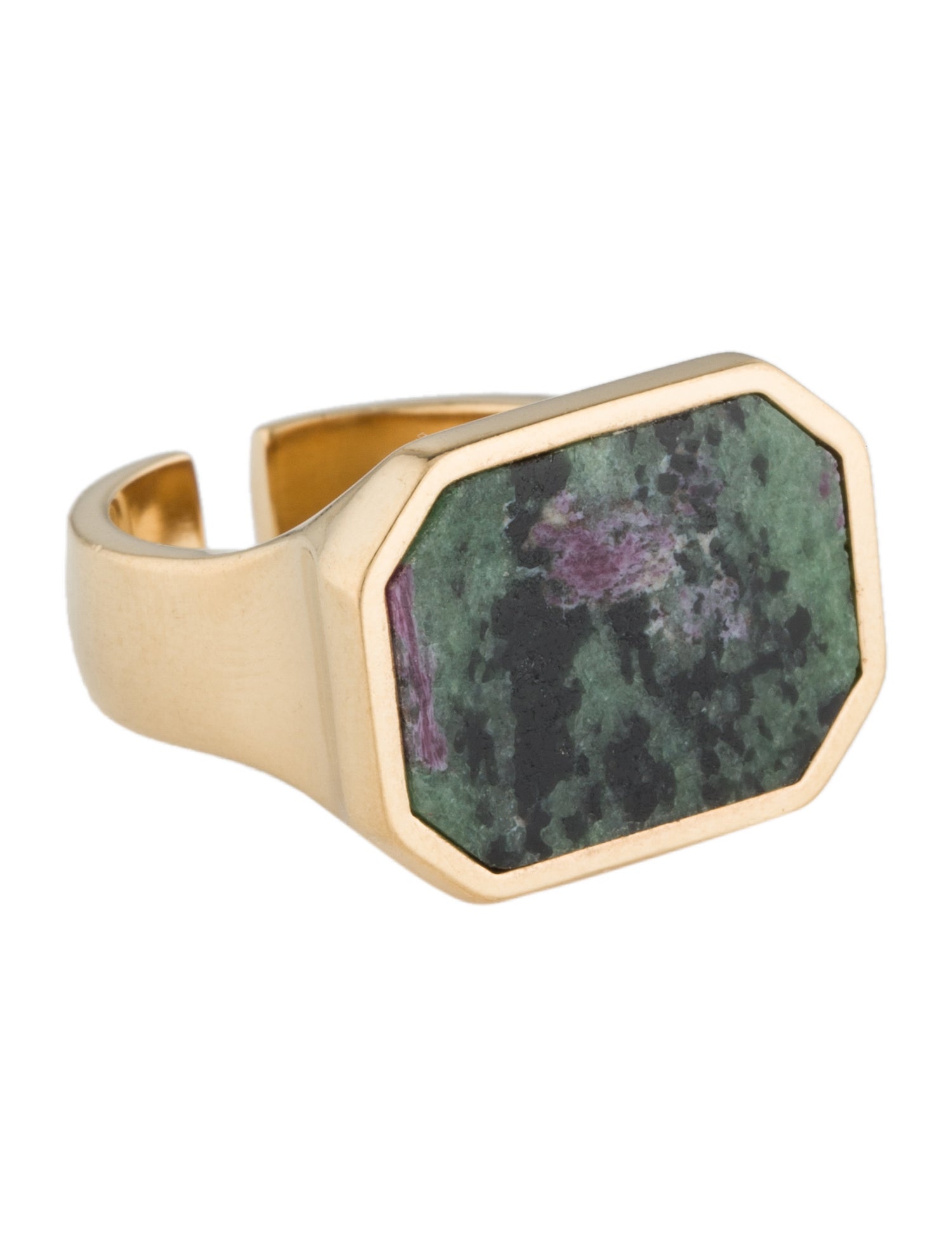 Isabel Marant Stone Signet Ring - Black, Gold-Tone Metal Signet Ring ...