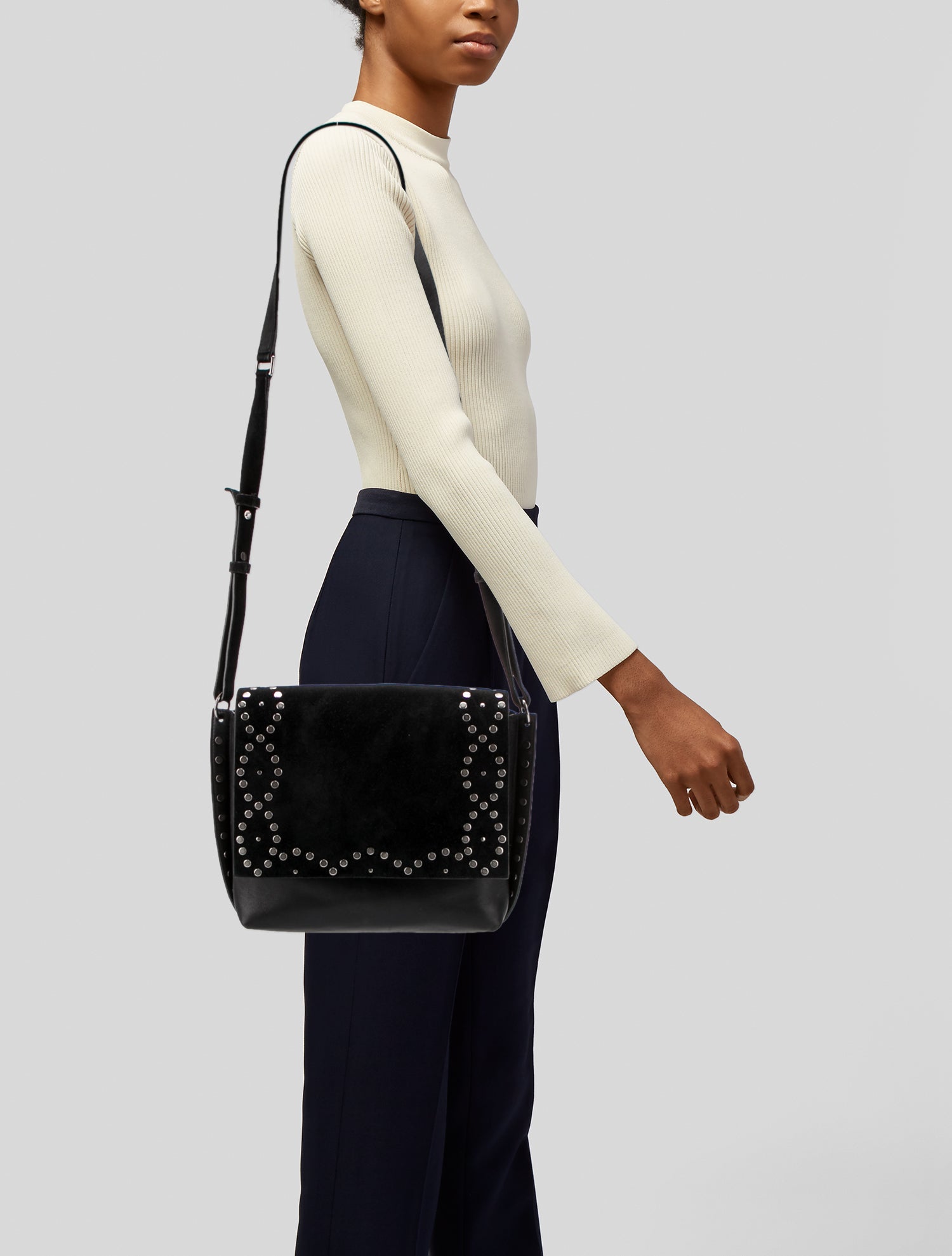 Isabel Marant Leather Studded Crossbody Bag - Black Crossbody Bags ...