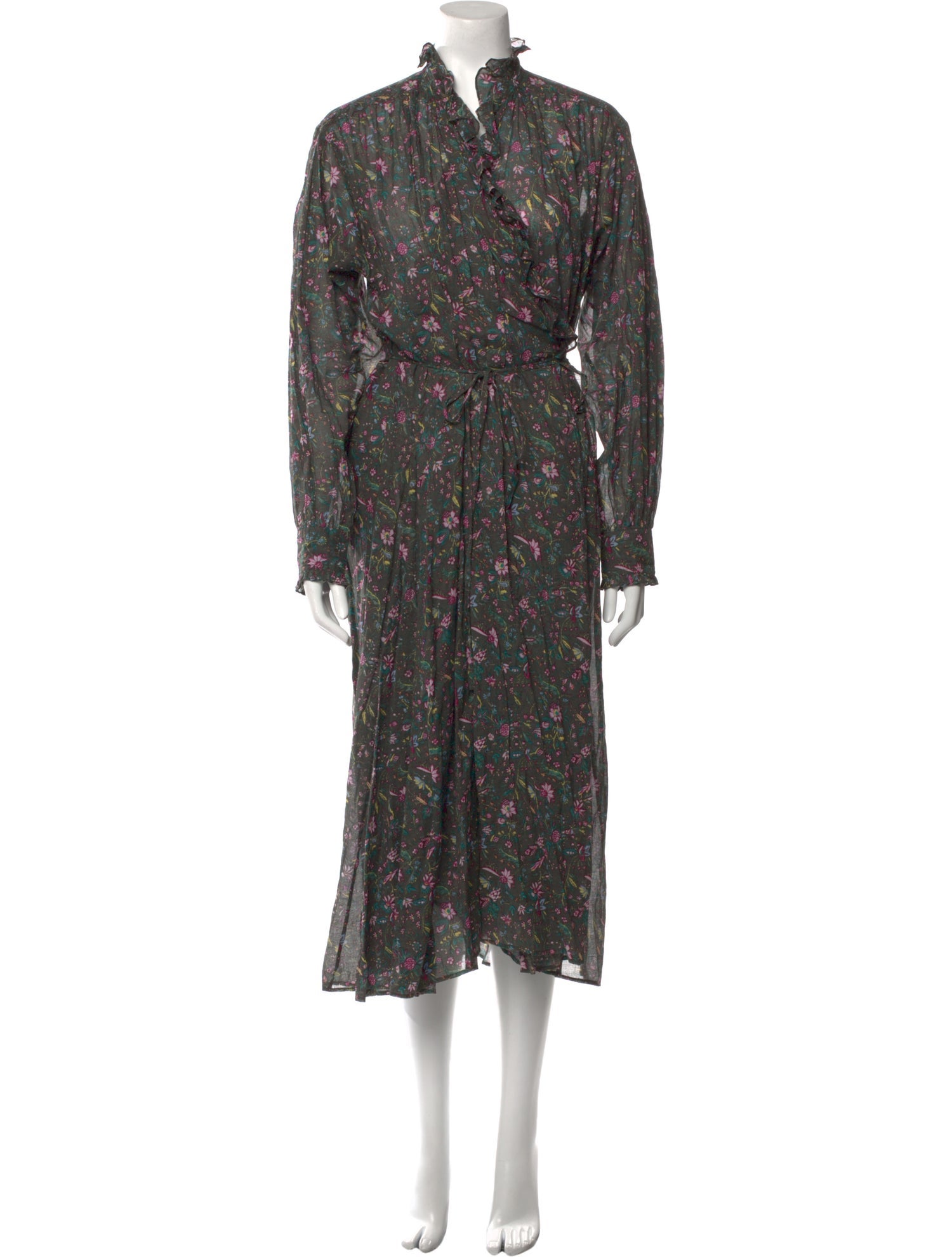 Isabel Marant Floral Print Midi Length Dress - Grey Dresses, Clothing ...