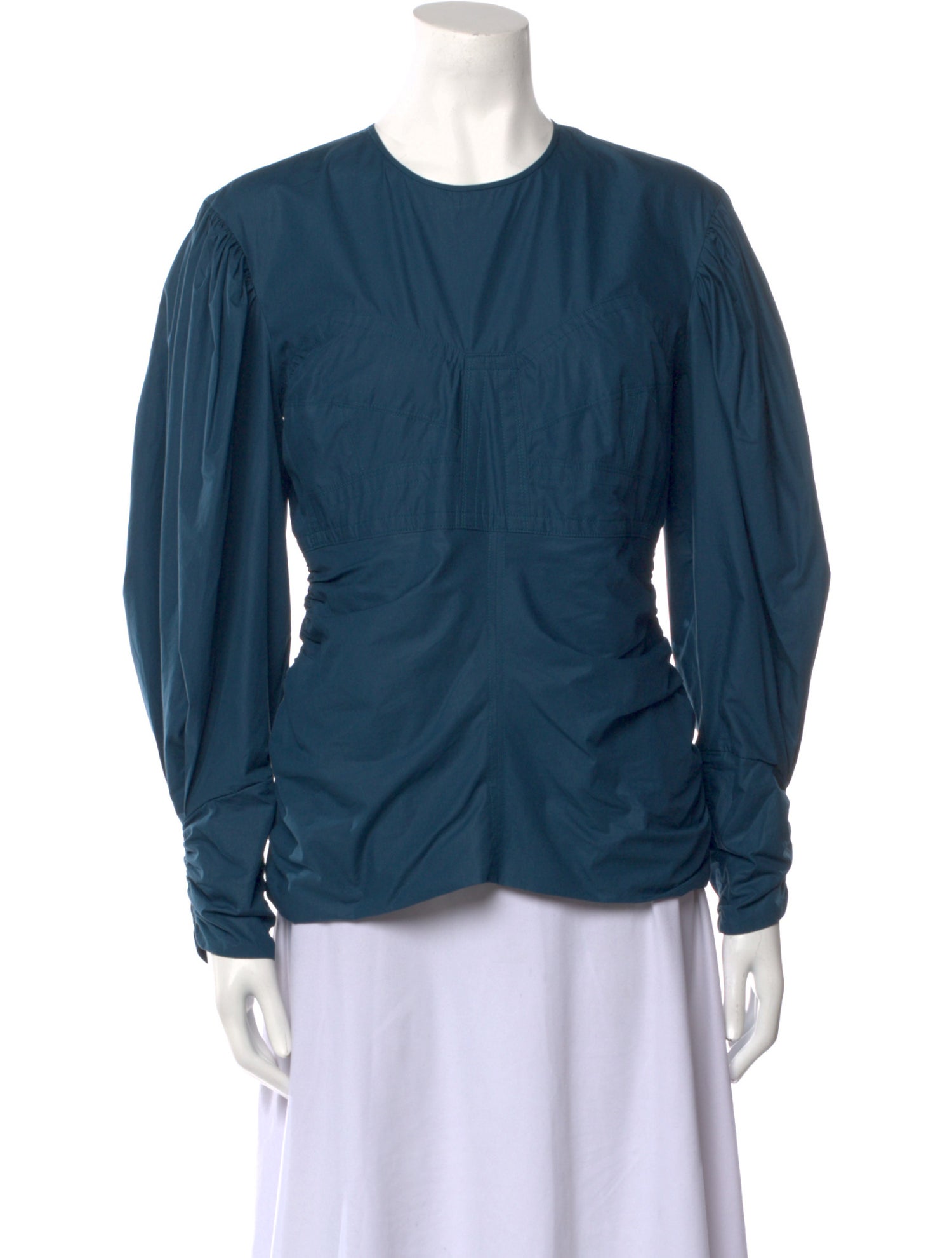 Isabel Marant Crew Neck Long Sleeve Blouse - Blue Tops, Clothing ...