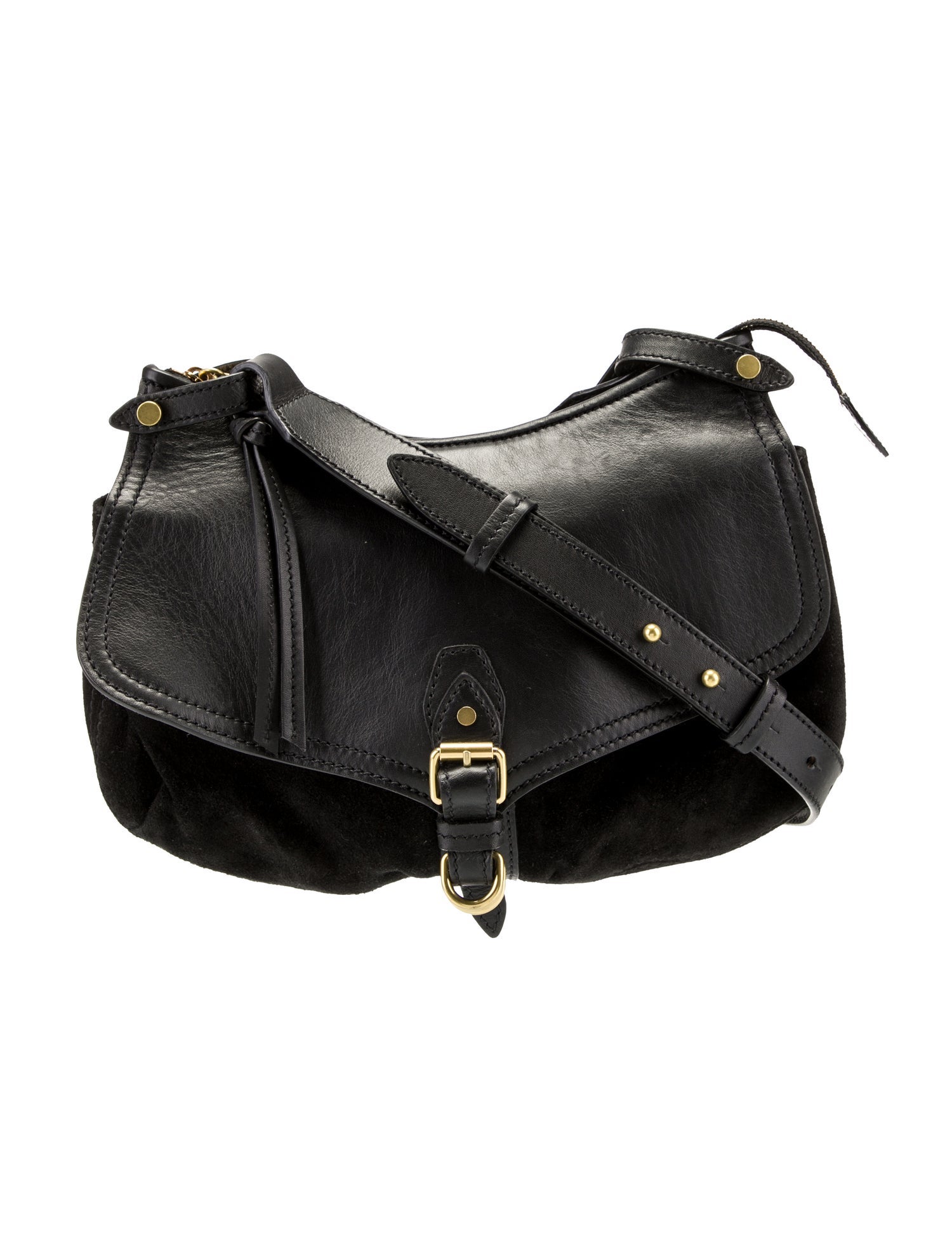 Isabel Marant Suede Leather Trim Shoulder Bag - Black Shoulder Bags ...