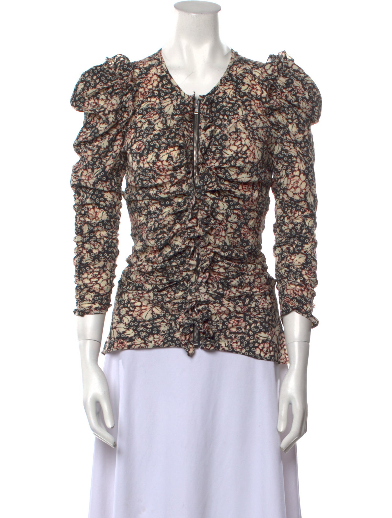 Isabel Marant Floral Print V-Neck Blouse - Black Tops, Clothing ...