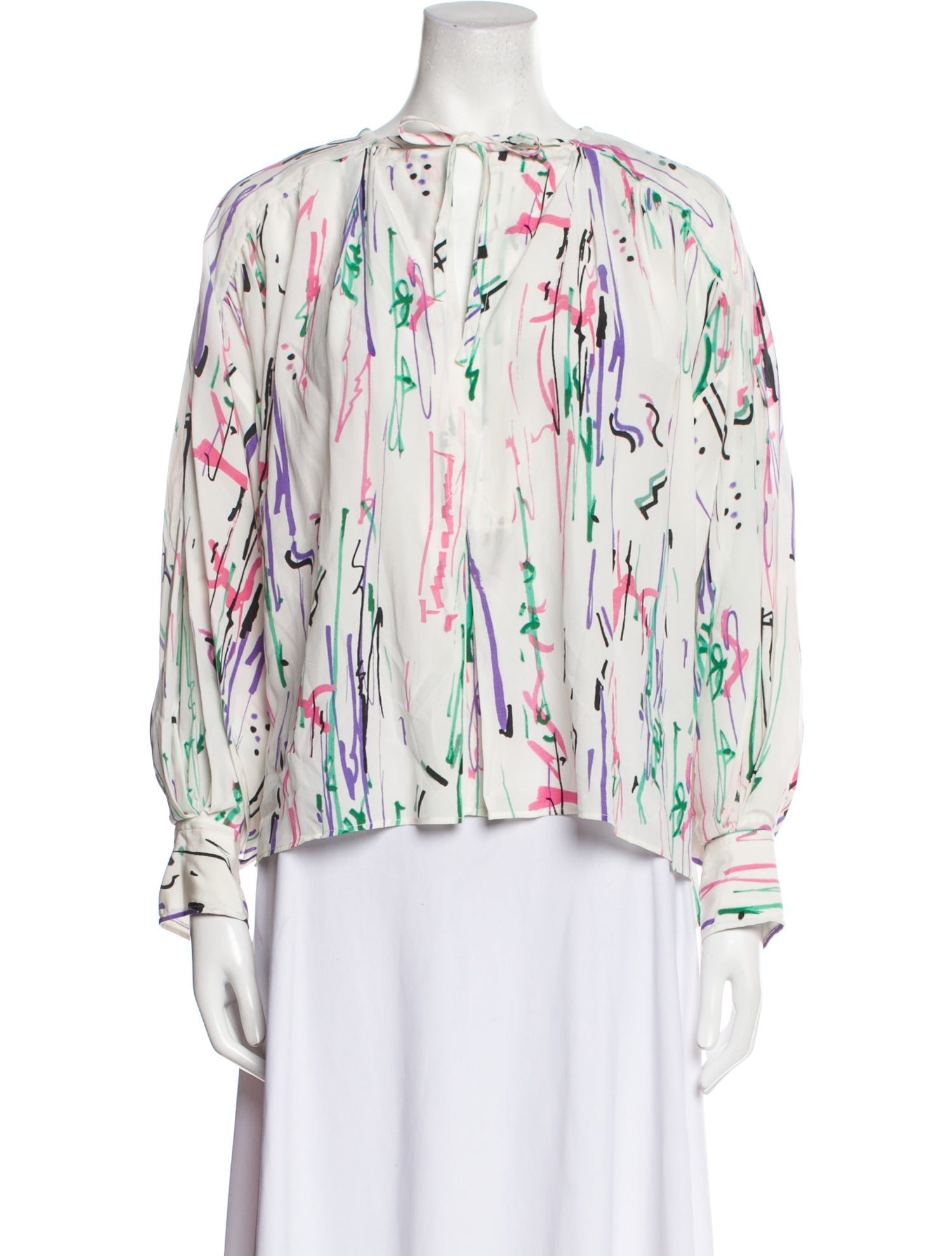 Isabel Marant Silk Printed Blouse - White Tops, Clothing - ISA211477 ...