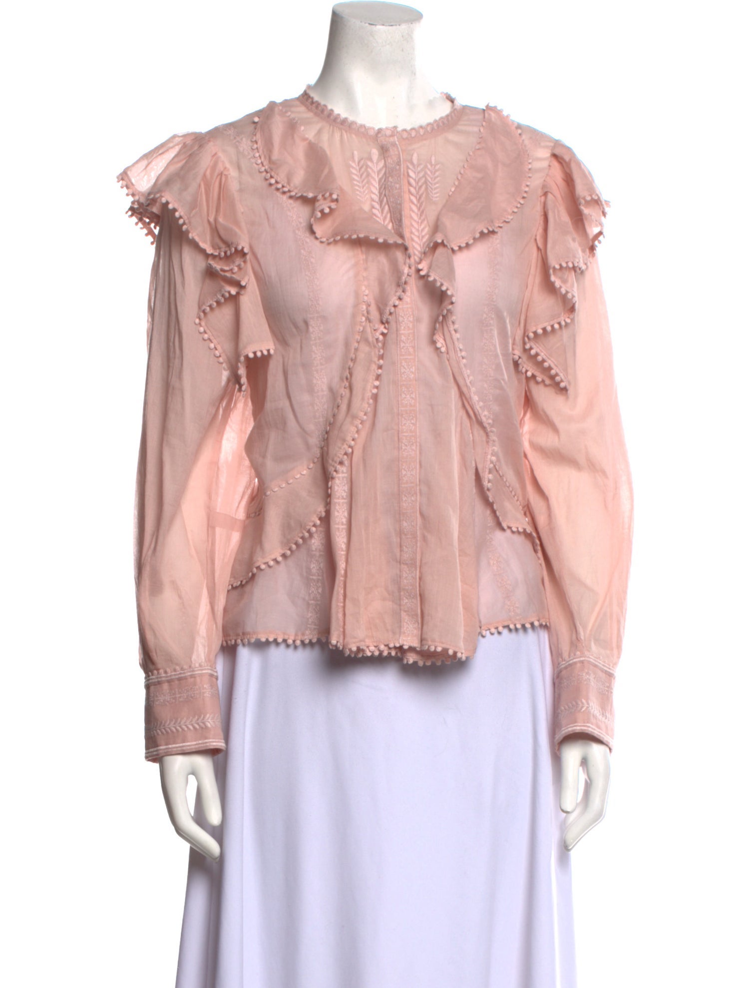 Isabel Marant Crew Neck Long Sleeve Blouse w/ Tags - Pink Tops ...