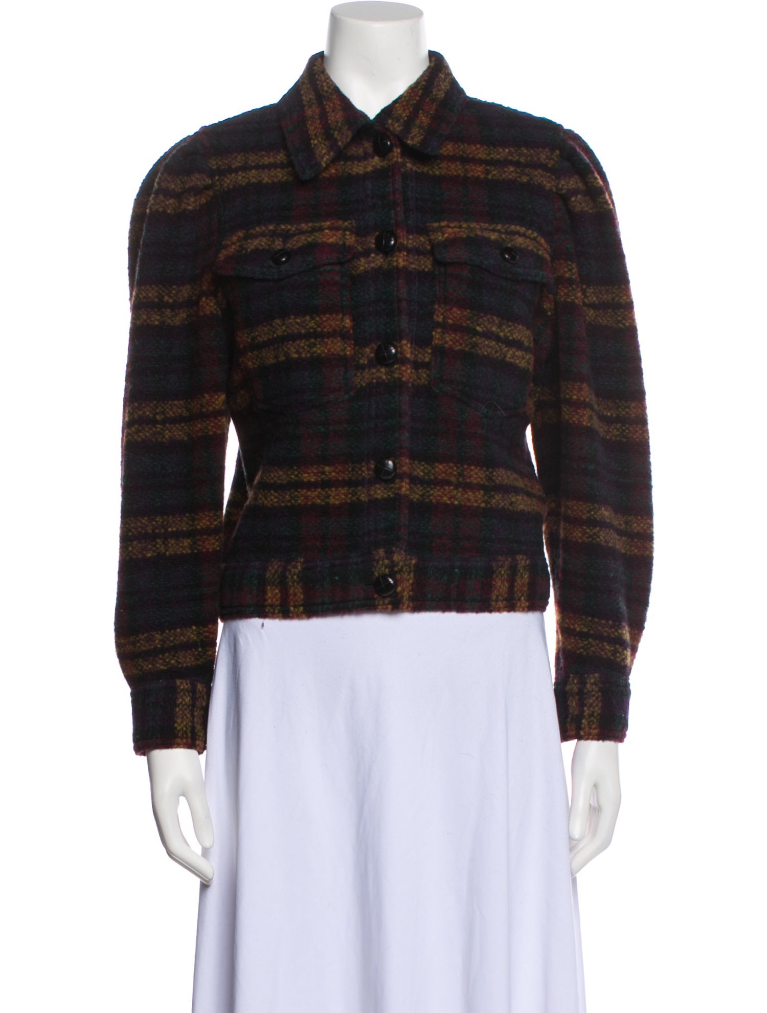 Isabel Marant Wool Plaid Print Denim Jacket - Black Jackets, Clothing ...