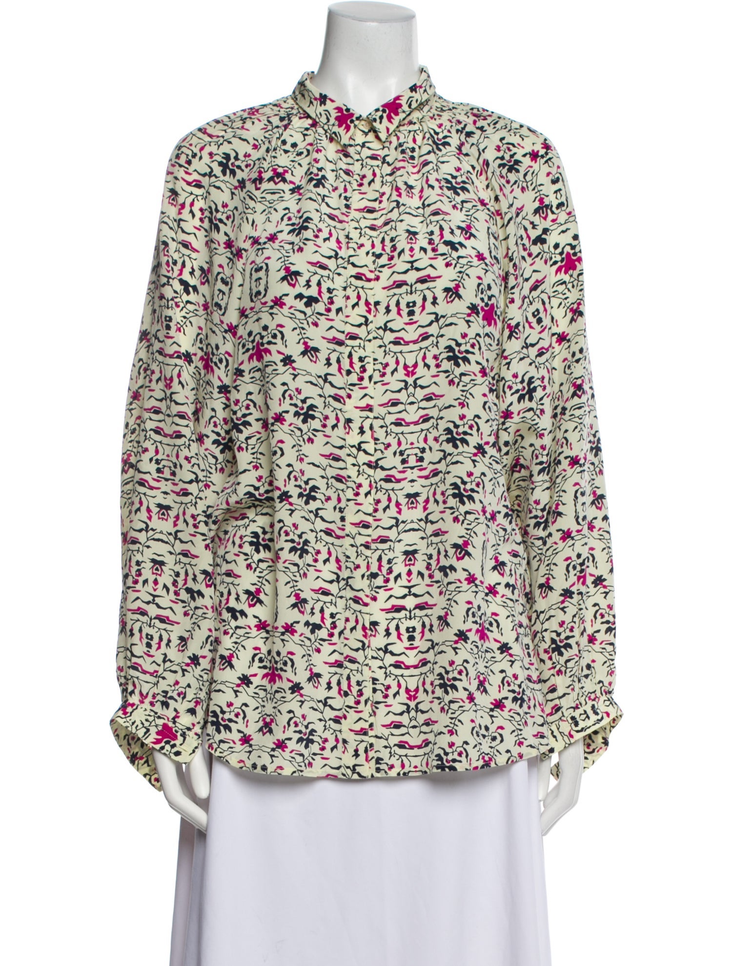 Isabel Marant Silk Floral Print Button-Up Top - Yellow Tops, Clothing ...