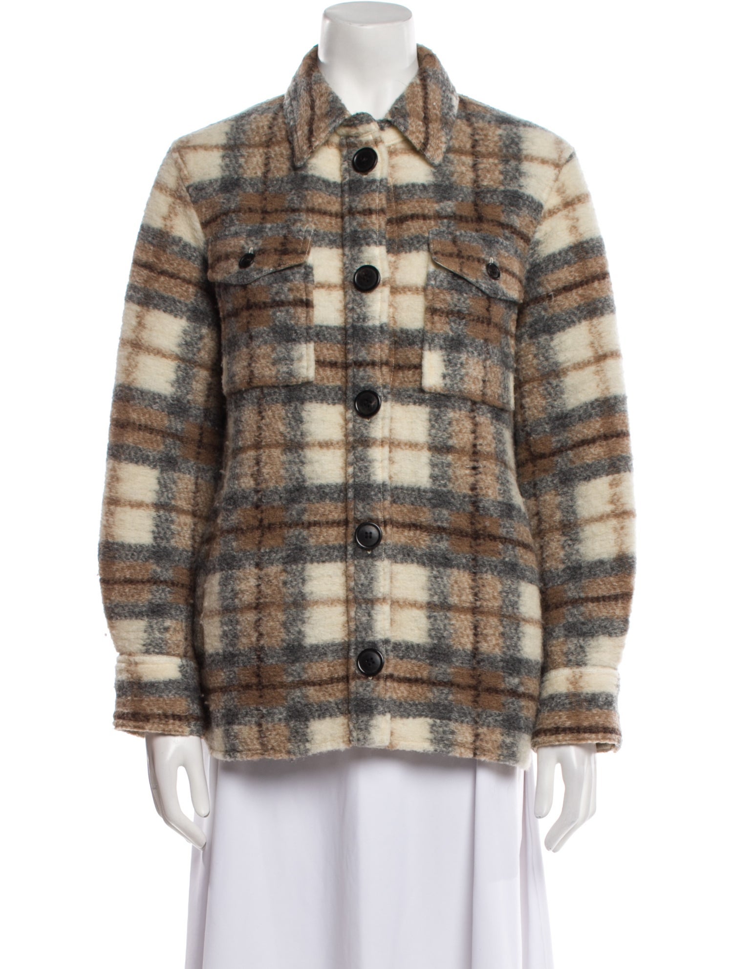 Isabel Marant Wool Plaid Print Jacket - Brown Jackets, Clothing - ISA233869 | The RealReal