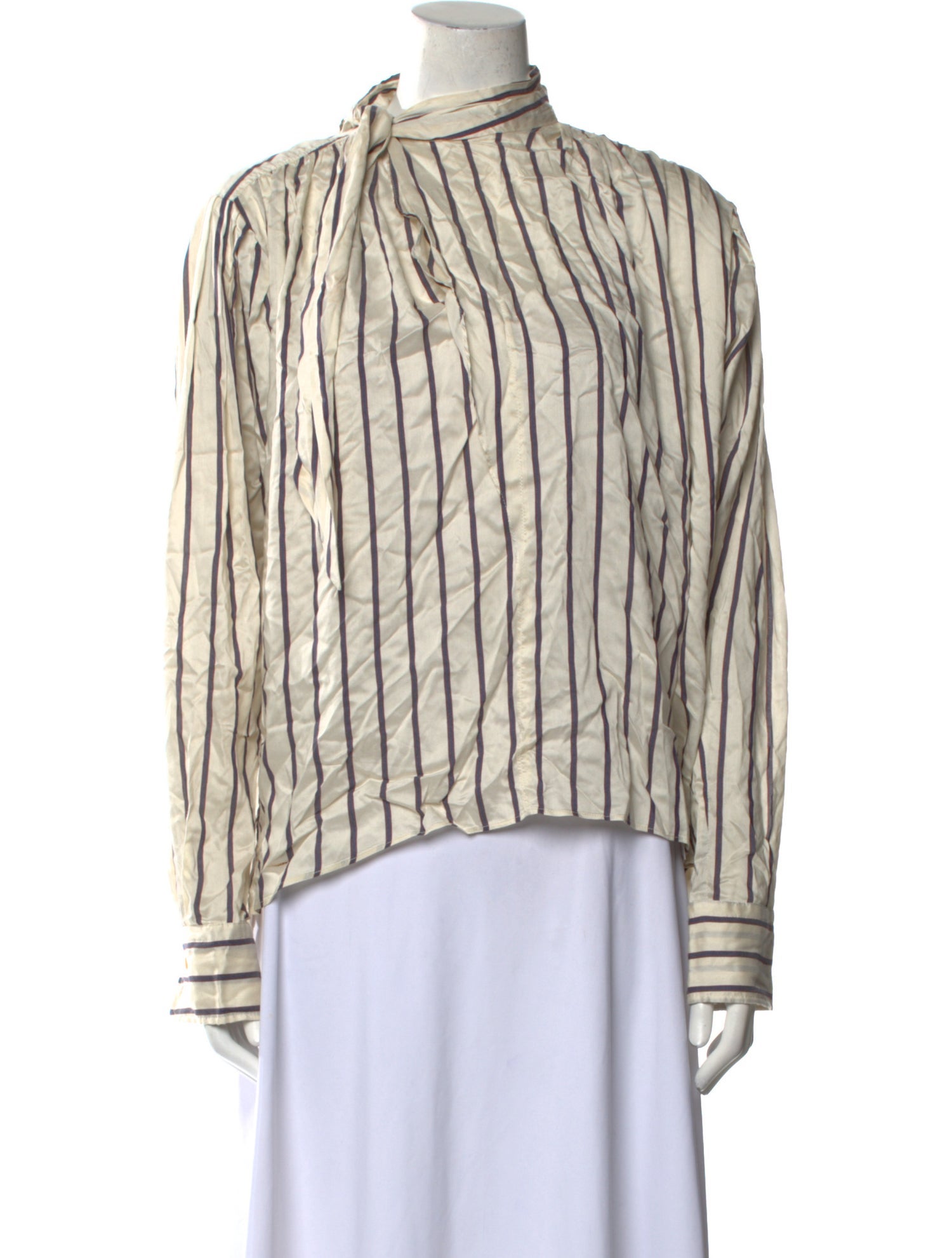 Isabel Marant Striped Mock Neck Blouse - Neutrals Tops, Clothing - ISA237373 | The RealReal