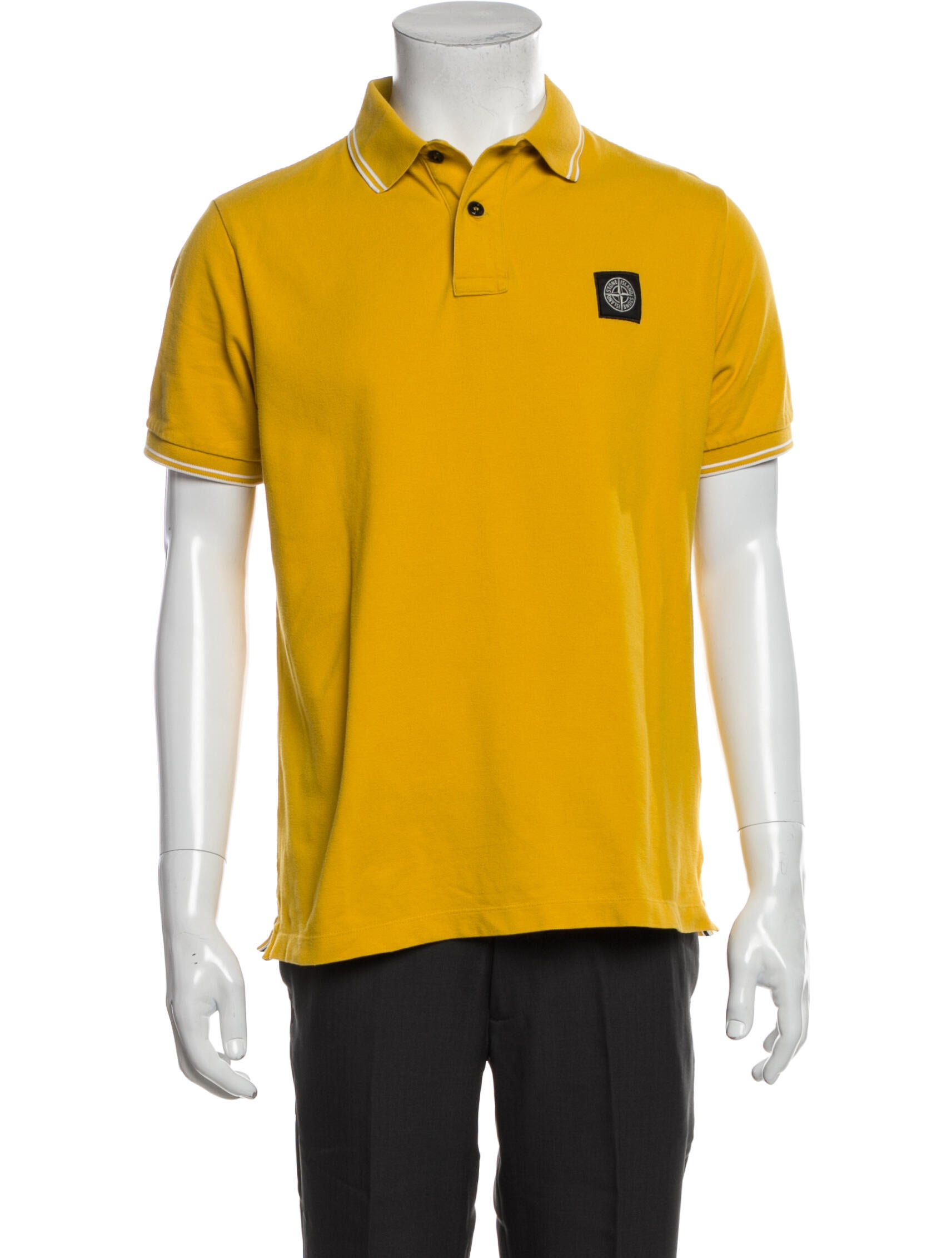 Stone Island Collar Short Sleeve Polo Shirt - Yellow Polos, Clothing ...