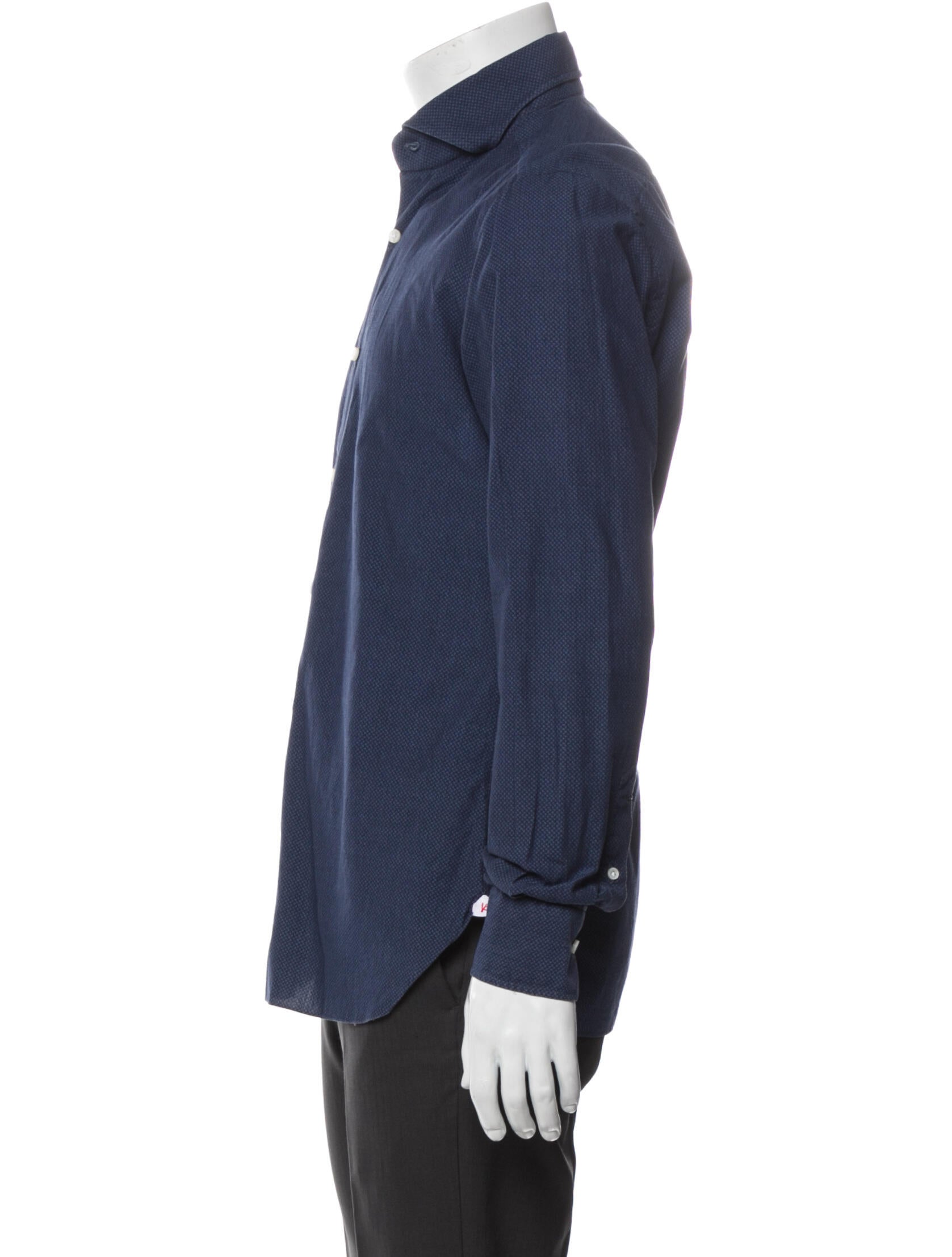 Isaia Long Sleeve Dress Shirt - Blue Dress Shirts, Clothing - ISI34928 ...