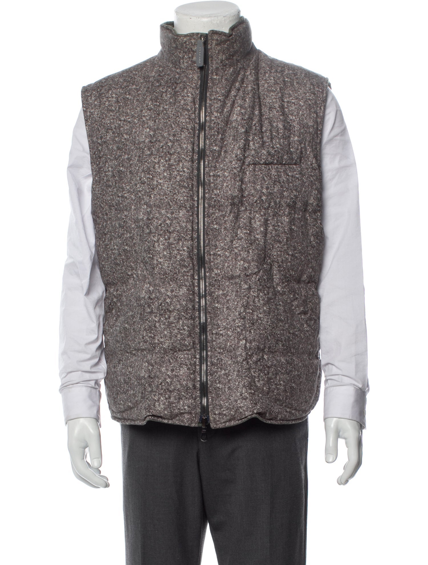 Isaia Tweed Pattern Vest - Grey Outerwear, Clothing - ISI36157 | The ...